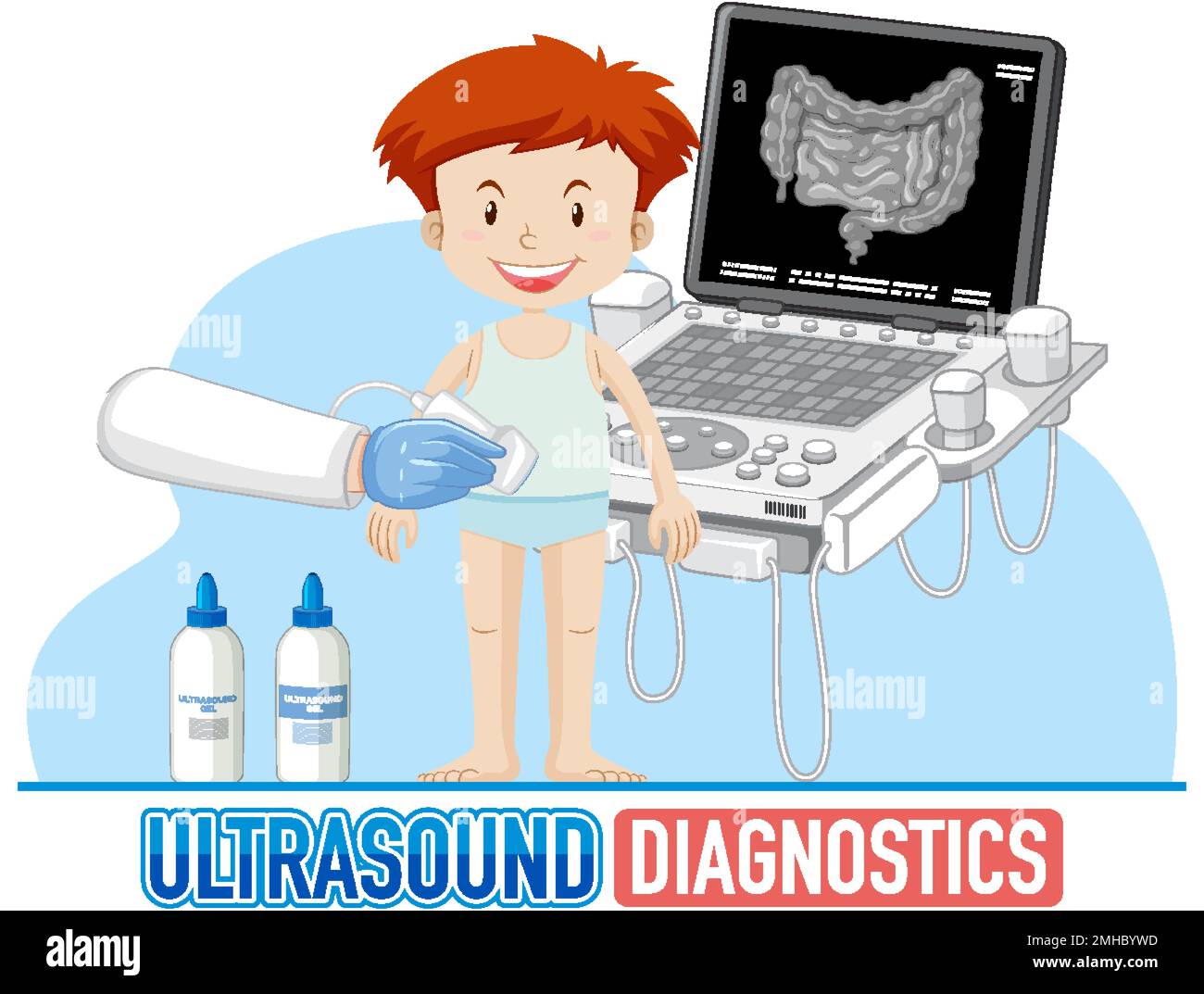 Ultrasound diagnostics text for banner or poster design illustration ...