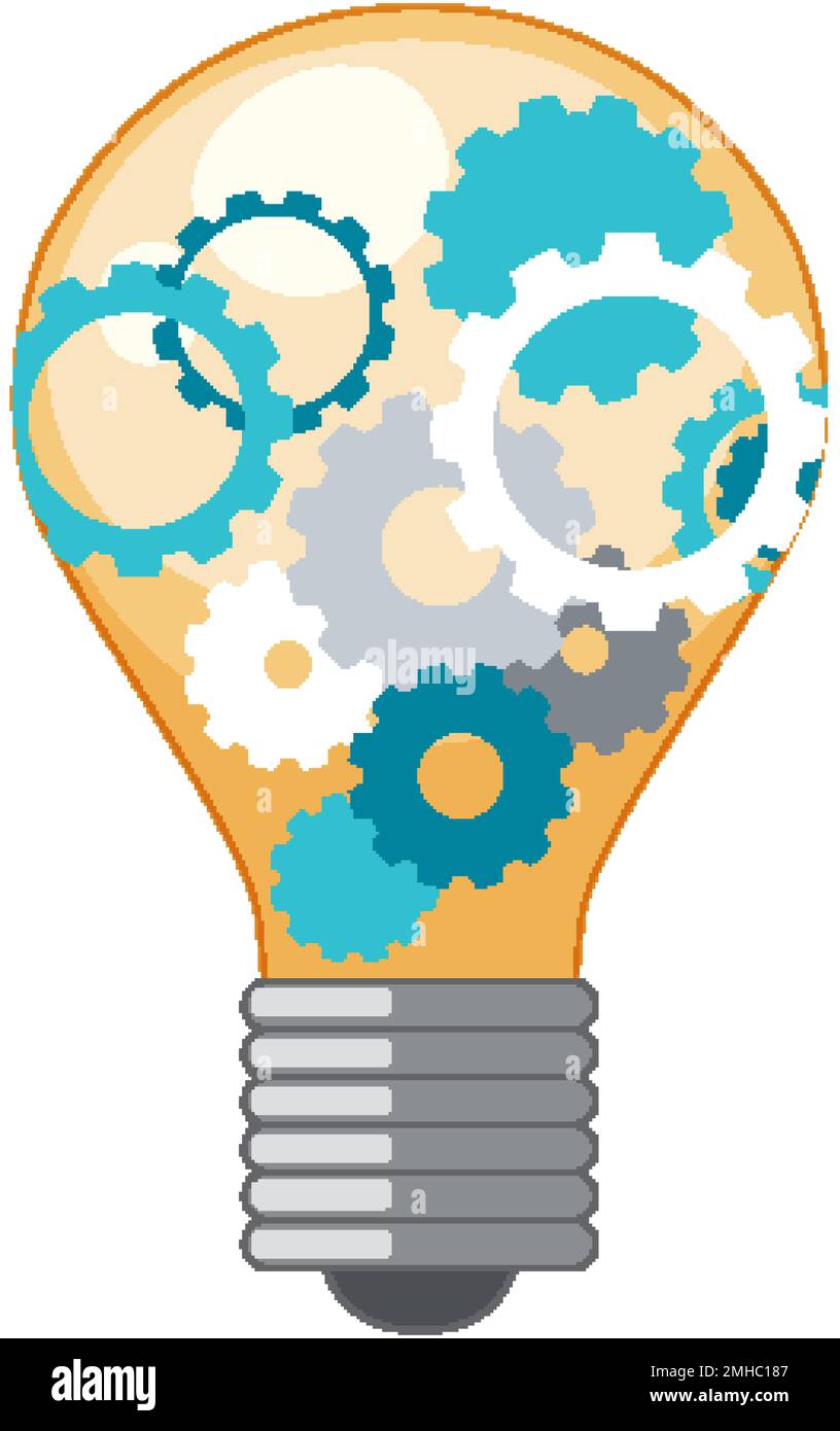 Gears inside light bulb icon design illustration Stock Vector Image ...