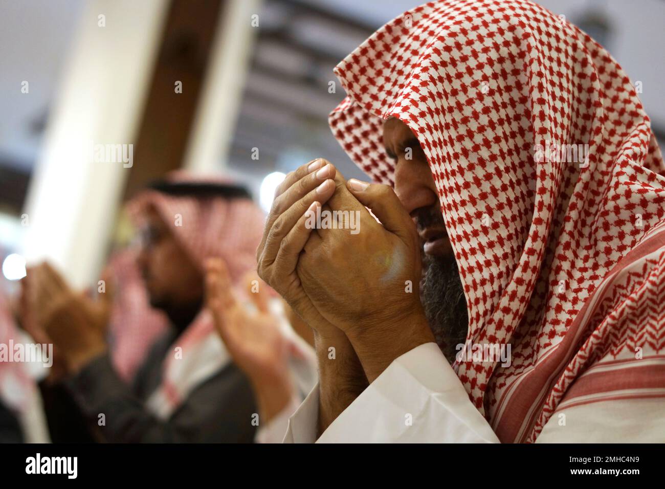 Saudis offer Friday prayers at Al Rajhi Mosque in Riyadh, Saudi Arabia ...