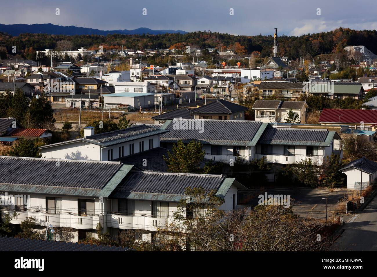 Abandoned homes and buildings are seen in Futaba, Fukushima prefecture ...