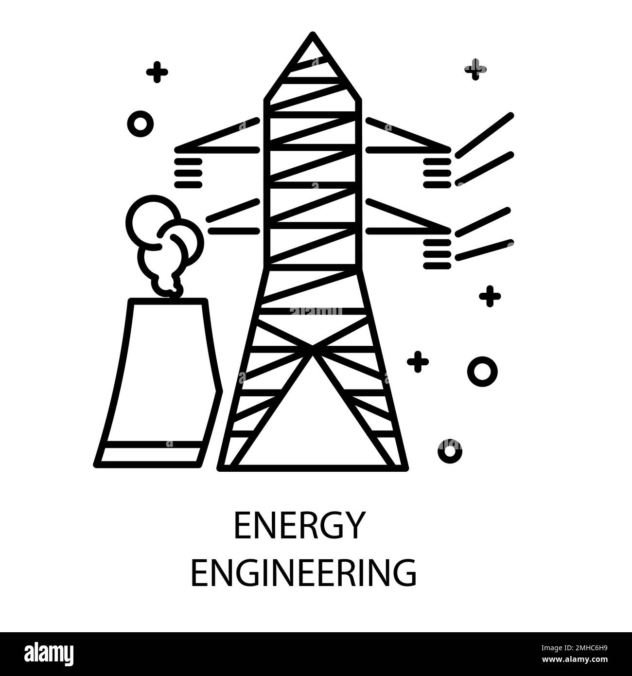 Water station and nuclear plant, energy engineering isolated icon Stock ...