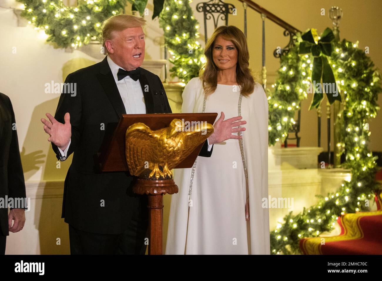 President Donald Trump with first lady Melania Trump speaks in the ...