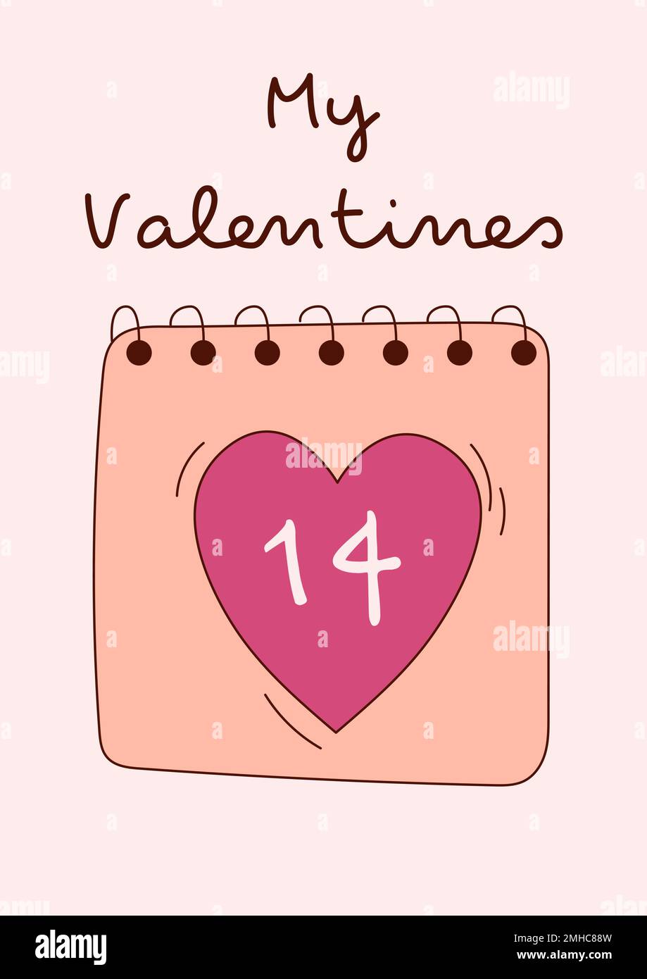 Valentine's Day greeting card with calendar. Vector illustration Stock ...