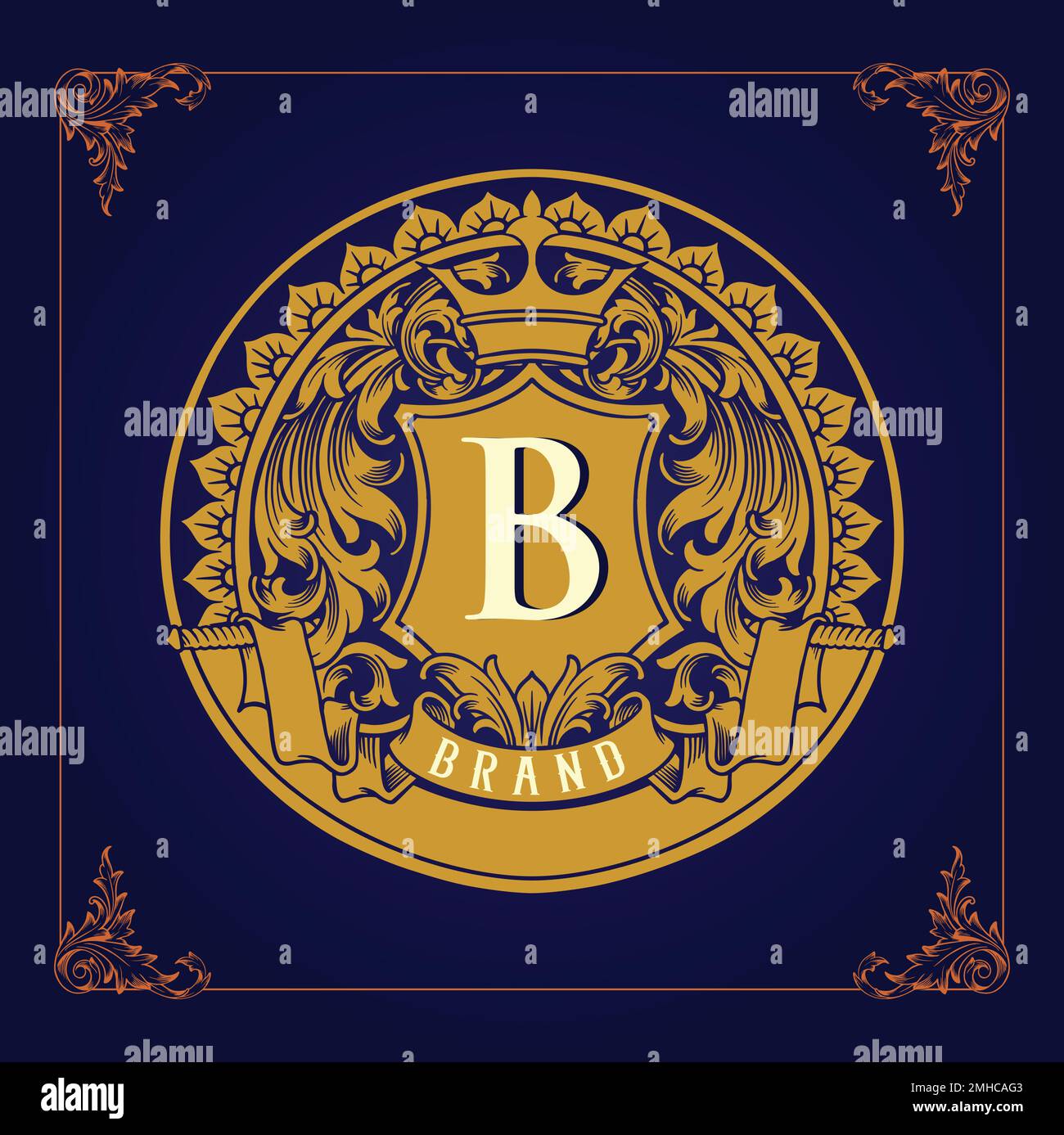 Classic gold label crown shield illustration vector illustrations for ...