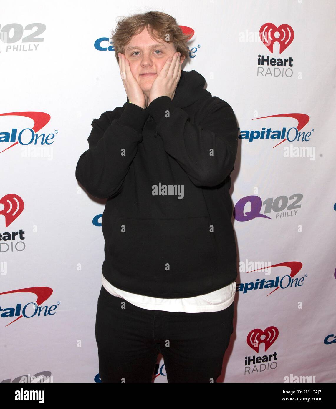 Lewis Capaldi poses for photographers backstage during Q102's ...