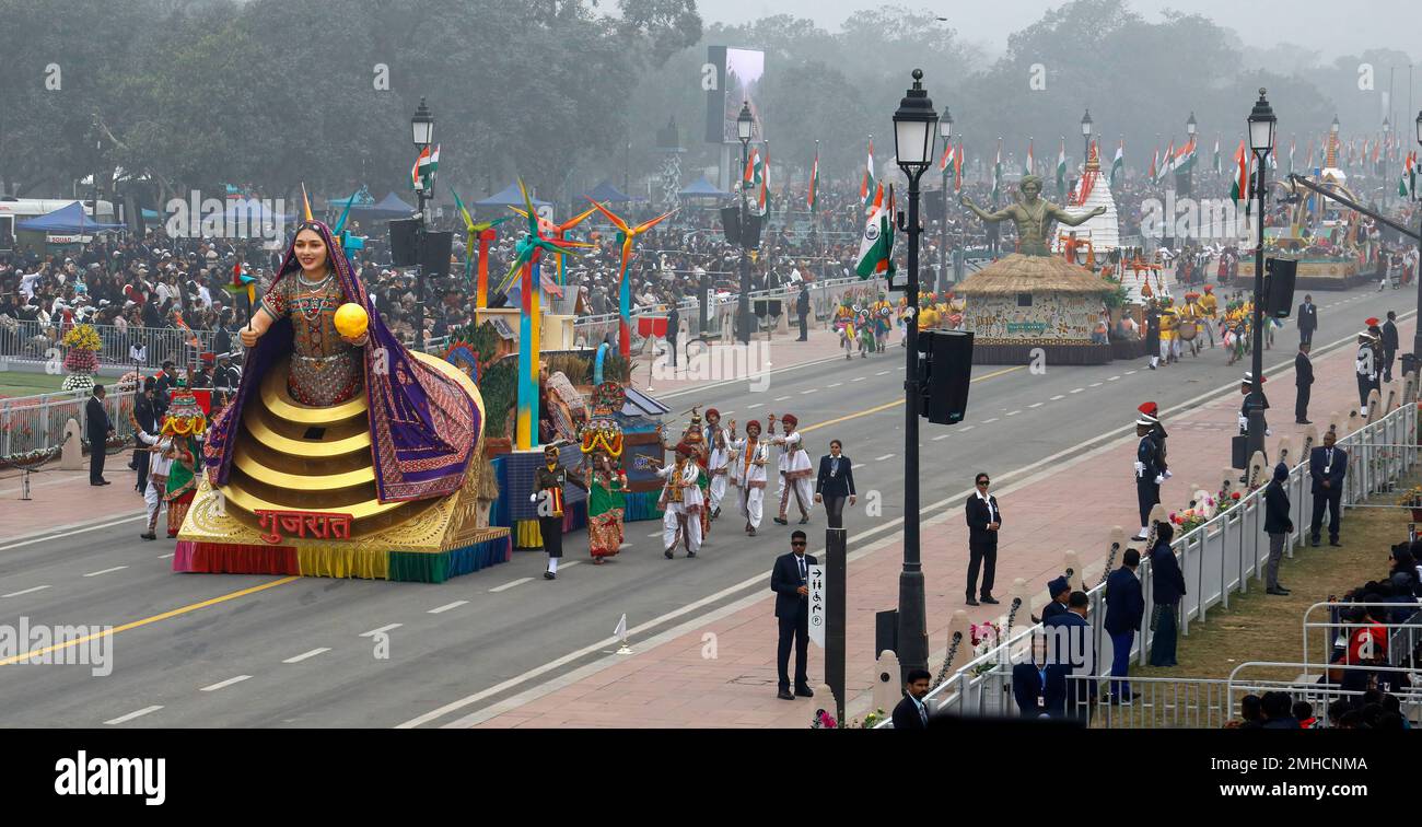 New Delhi, India. 26th Jan, 2023. A tableau from Andra Pradesh seen at ...