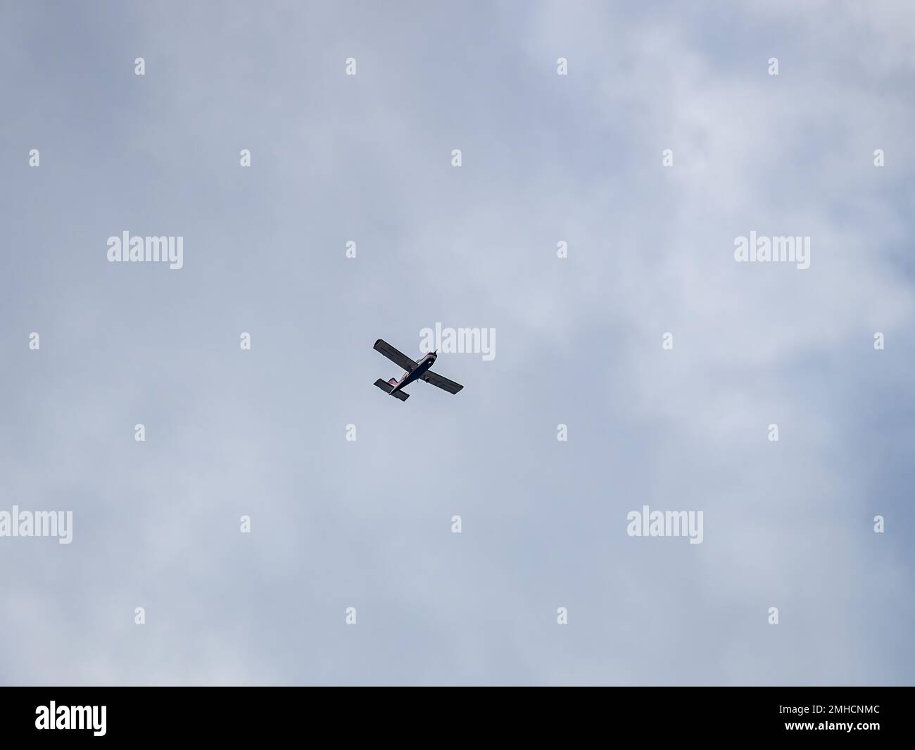 Small ultralight airplane with overhead wing and single propeller ...