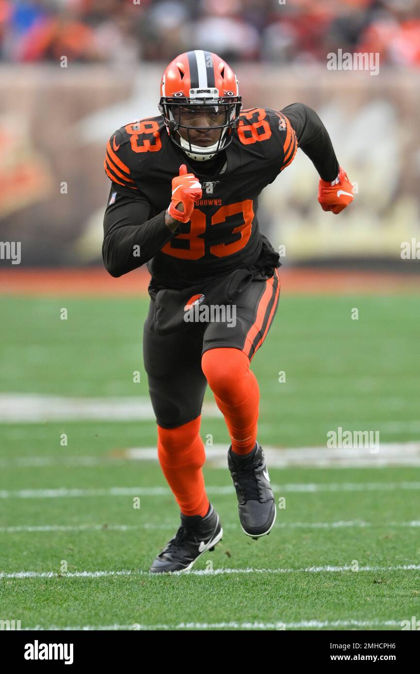 Cleveland Browns tight end Ricky Seals-Jones runs a route during an NFL ...
