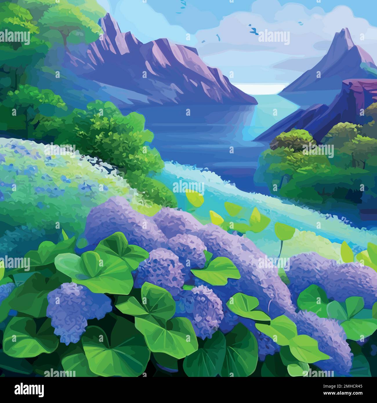 Green landscape illustration Stock Vector Images - Alamy