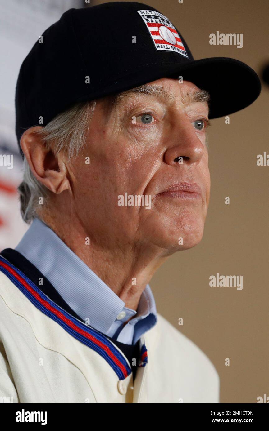 Former St. Louis Cardinals catcher Ted Simmons wears a Hall of Fame ...