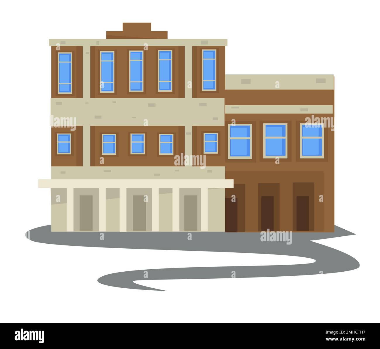 1940s vintage apartment building, multi-storey house isolated ...