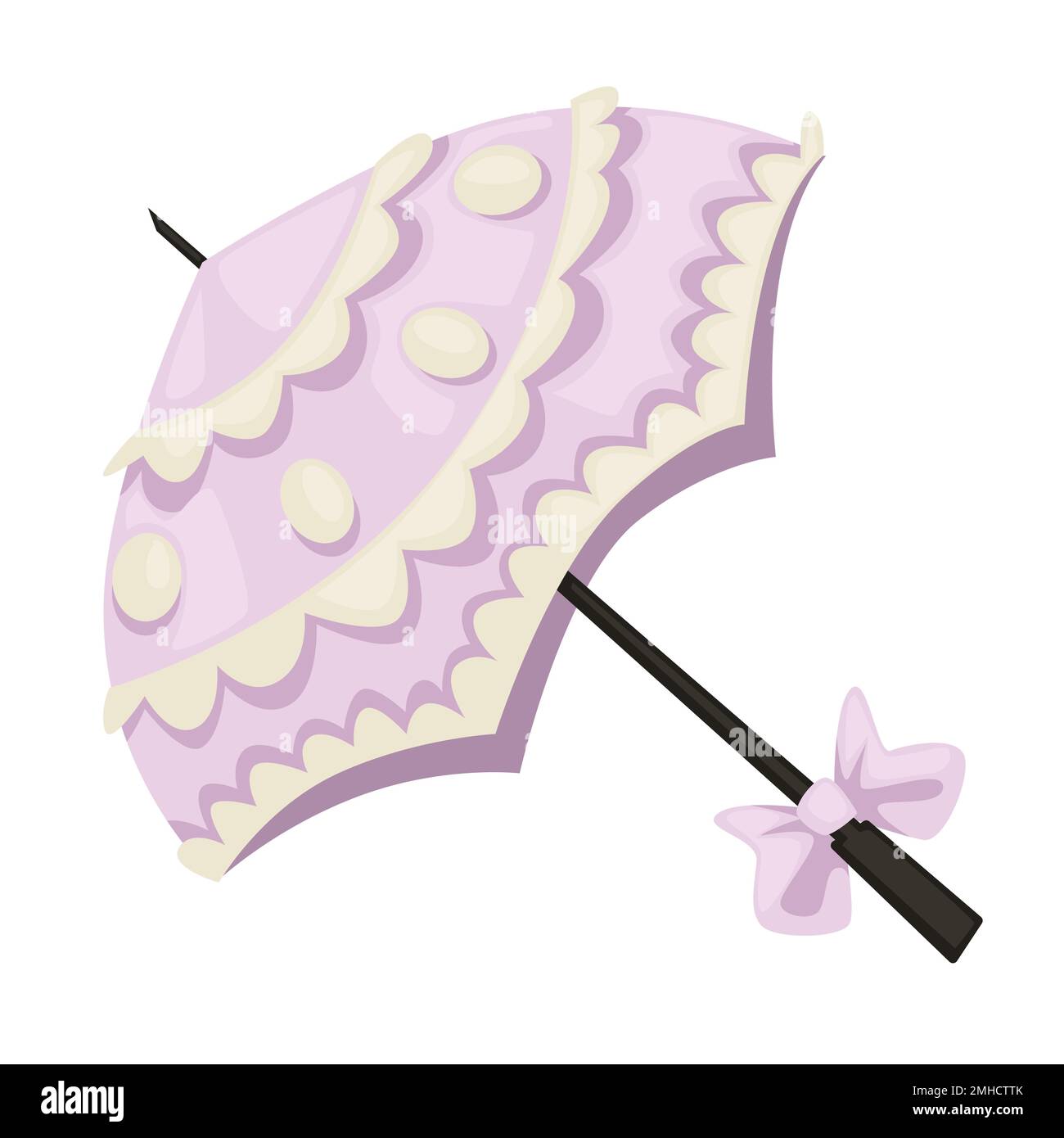 1900s style umbrella with lace and bow isolated accessory Stock Vector ...