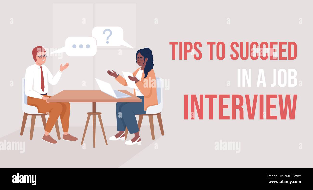 Tips to succeed in job interview flat vector banner template Stock ...