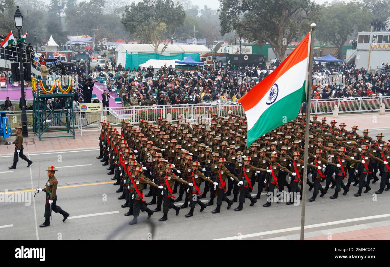 New Delhi, India. 26th Jan, 2023. Indian Army Gorkha Regiment playing ...