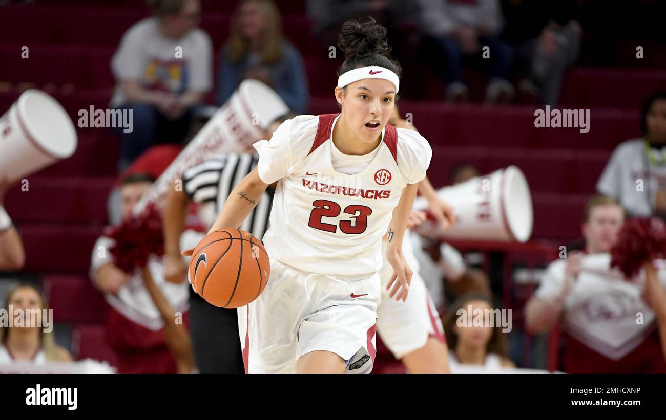 Arkansas guard Amber Ramirez drives to the hoop against Kansas State ...
