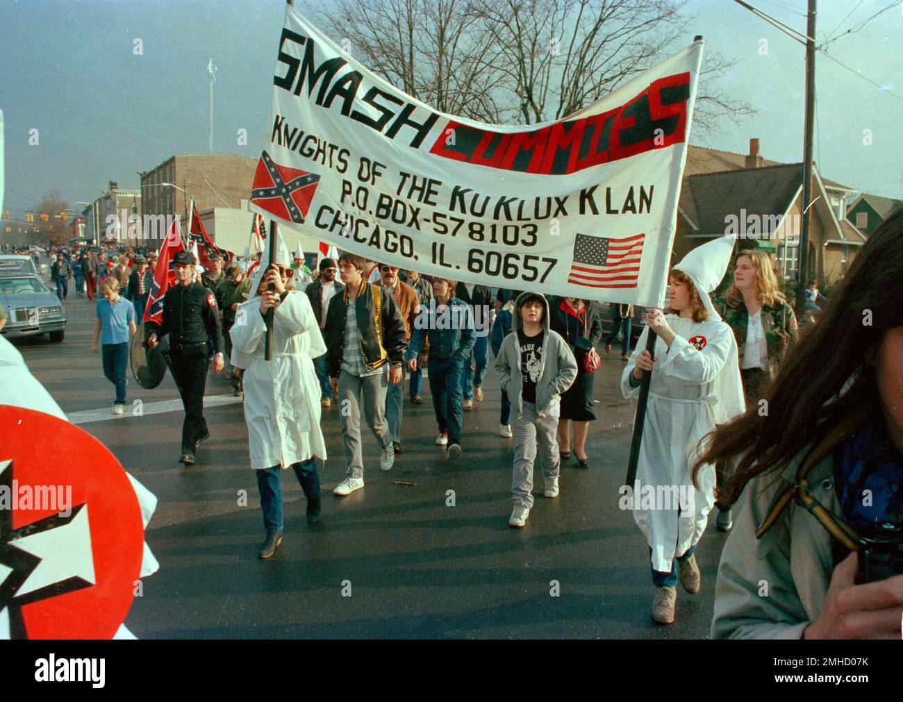 Members of the Ku Klux Klan march past the Giles County courthouse in ...
