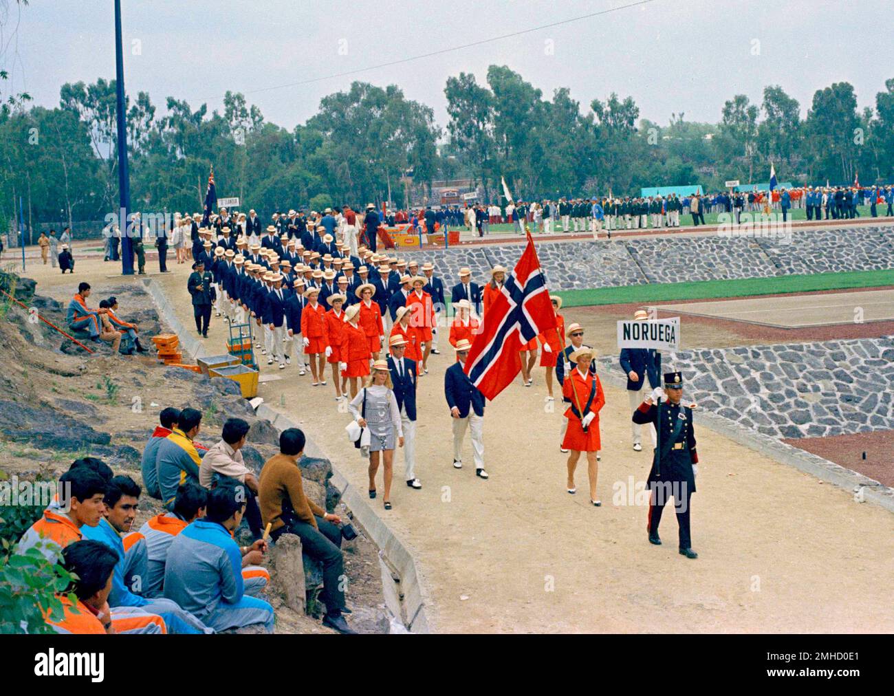 The Norwegian Olympic team marches in the Parade of Nations, opening ...