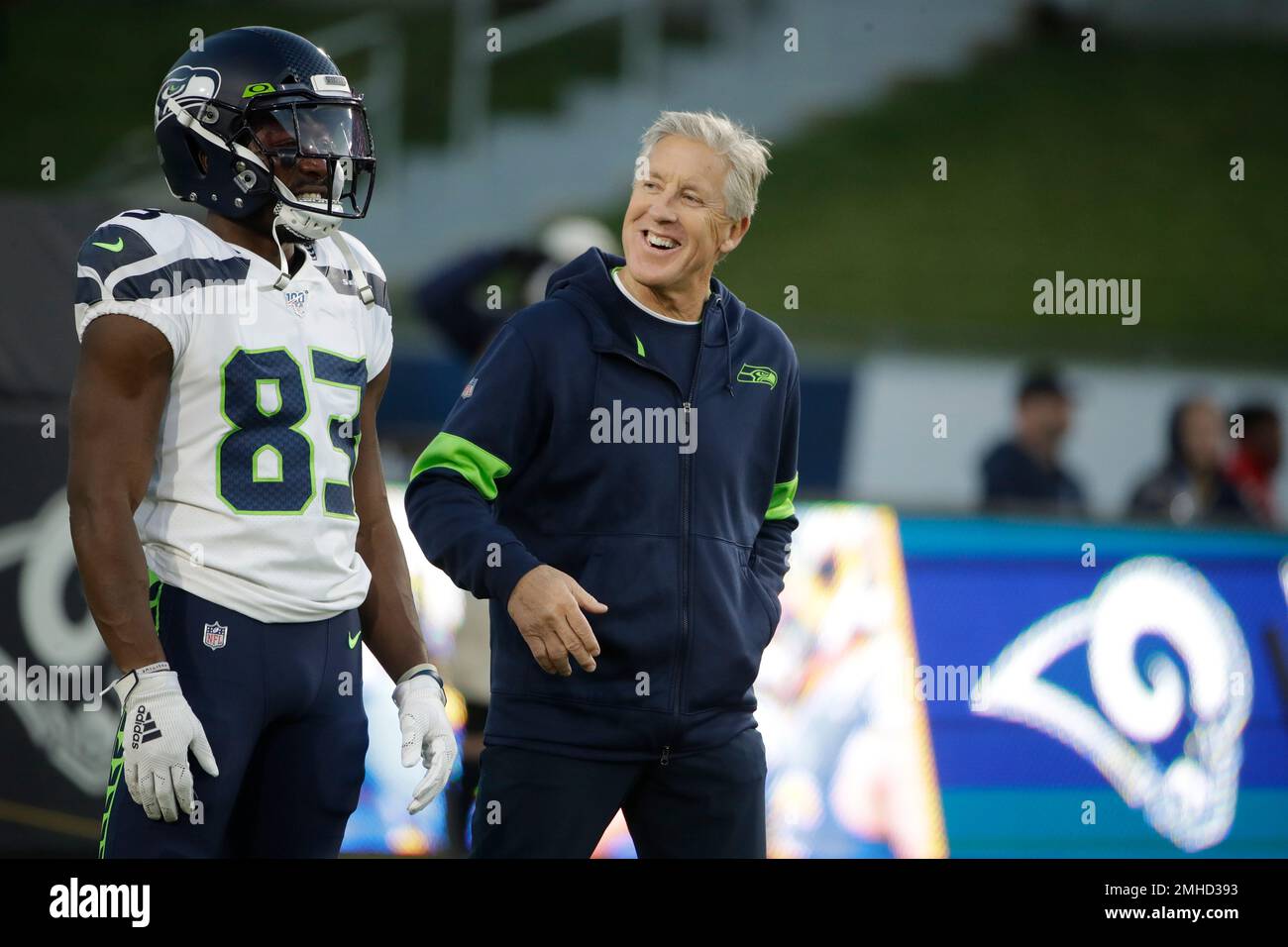 Seattle Seahawks head coach Pete Carroll, right, and wide receiver ...