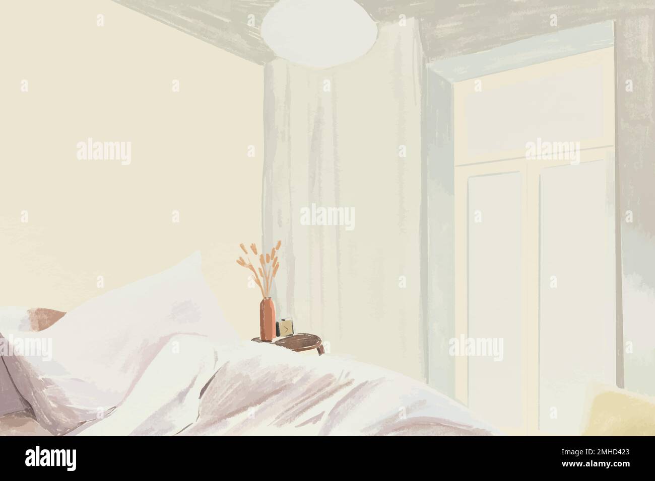 Bedroom background vector color pencil illustration Stock Vector Image ...