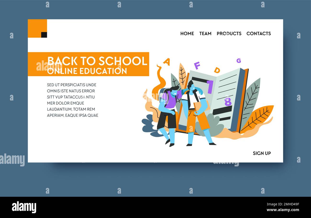 Home learning, distant online education landing web page template Stock ...