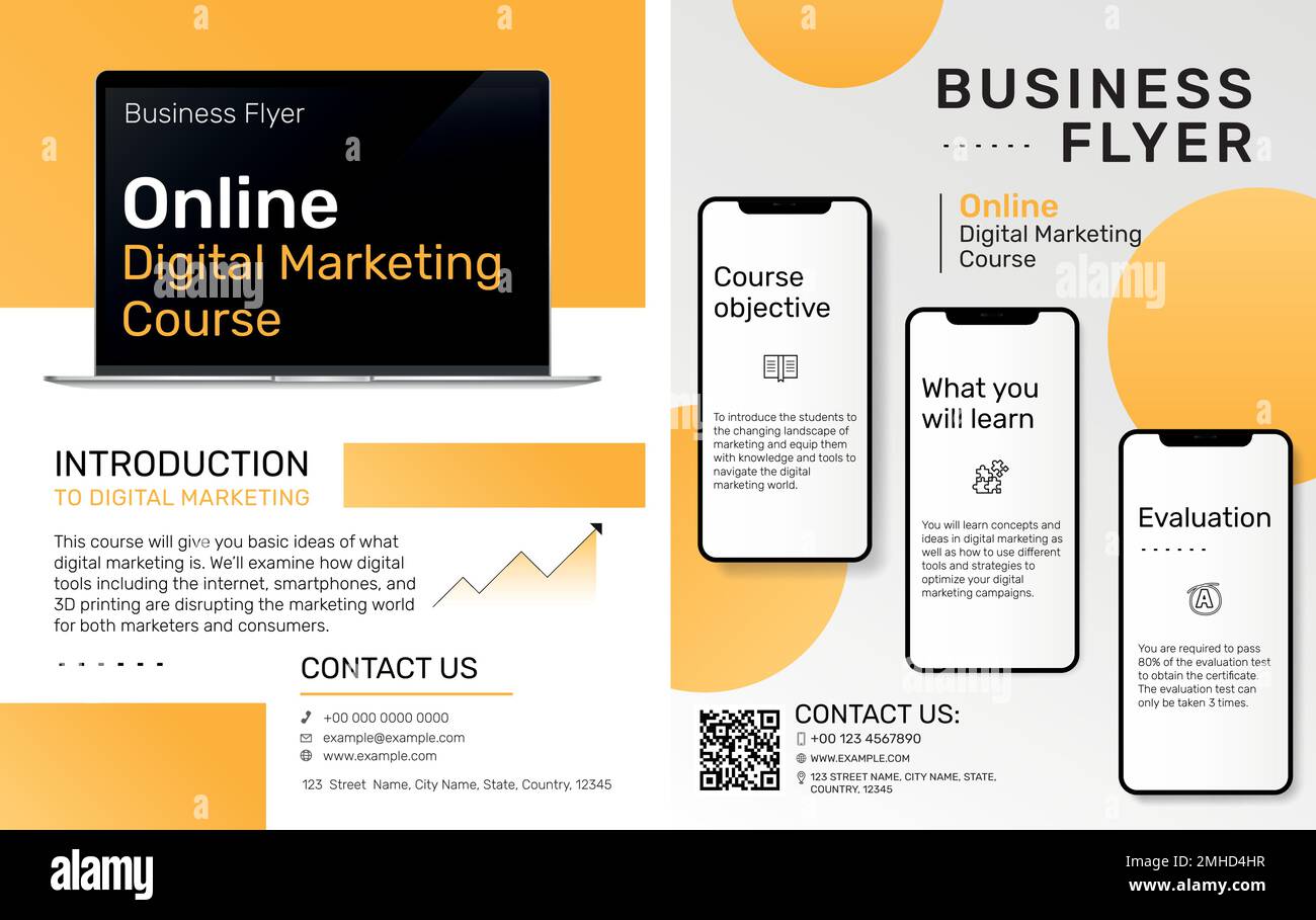 Business flyer template vector for online digital marketing course ...