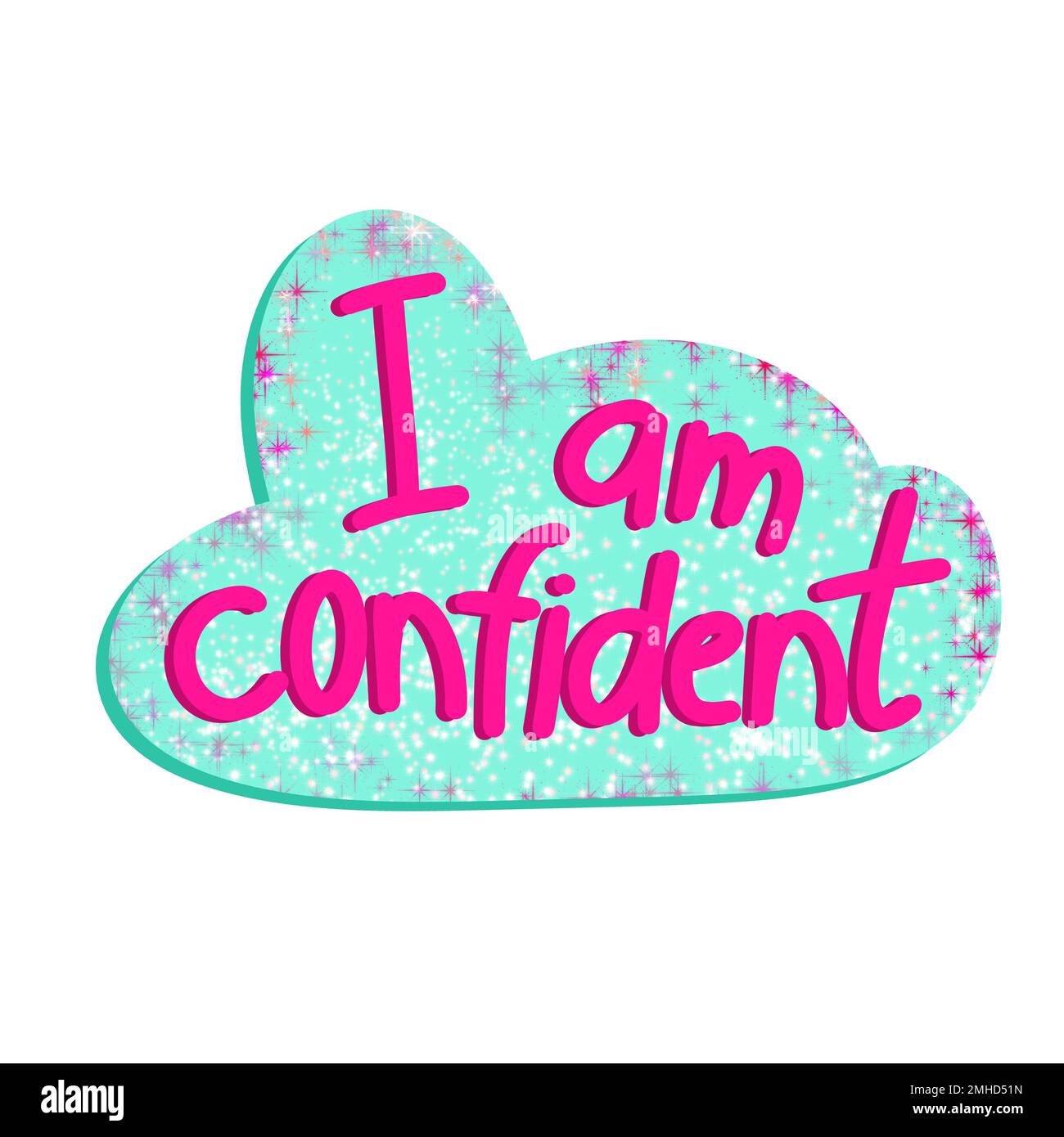 Hand drawn illustration I am confident affirmation saying slogan ...
