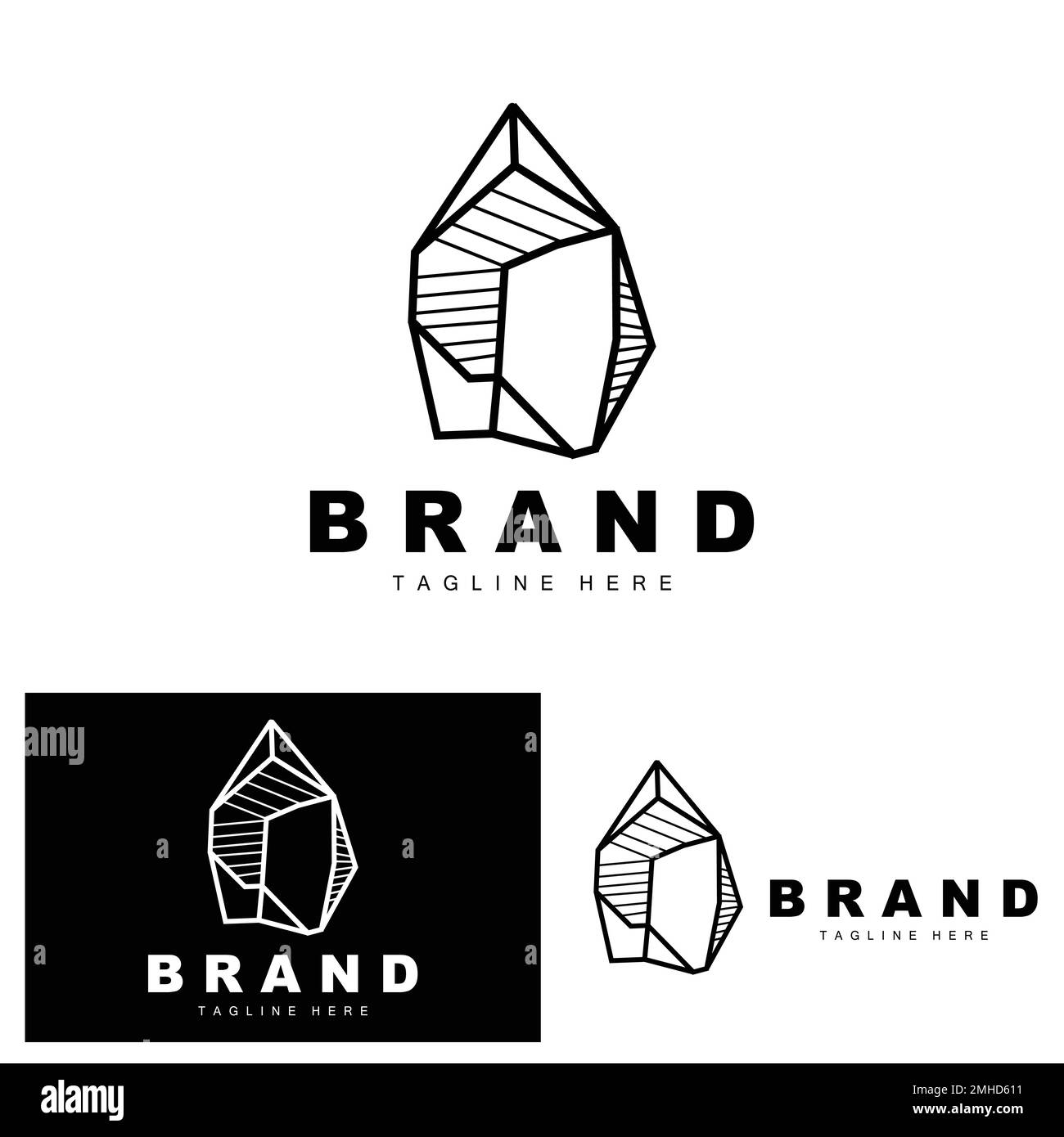 Stone Logo, Gem Line Stone Design, Diamond, Crystal, Simple Elegant ...