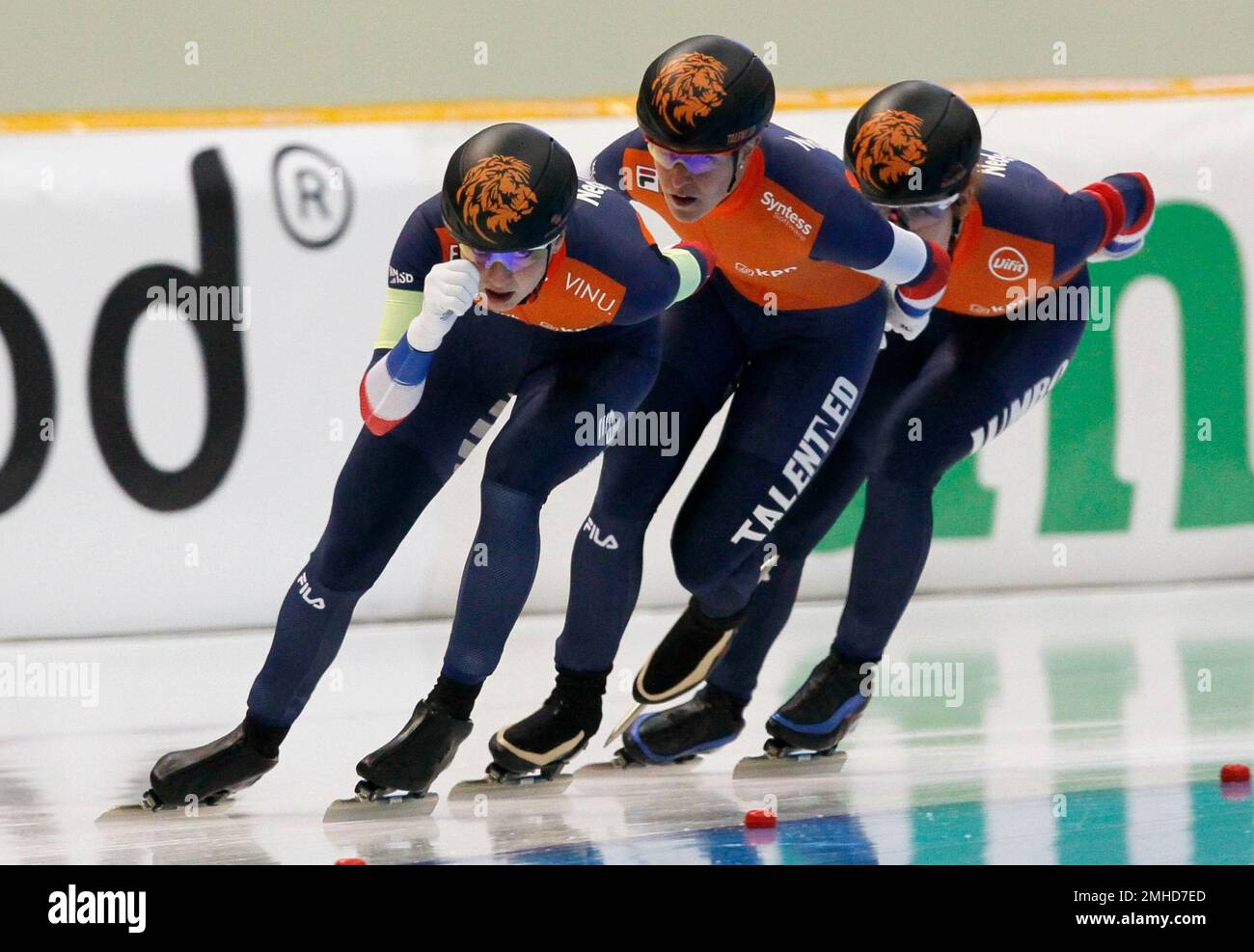 Team of the Netherlands competes during the women's team pursuit race ...