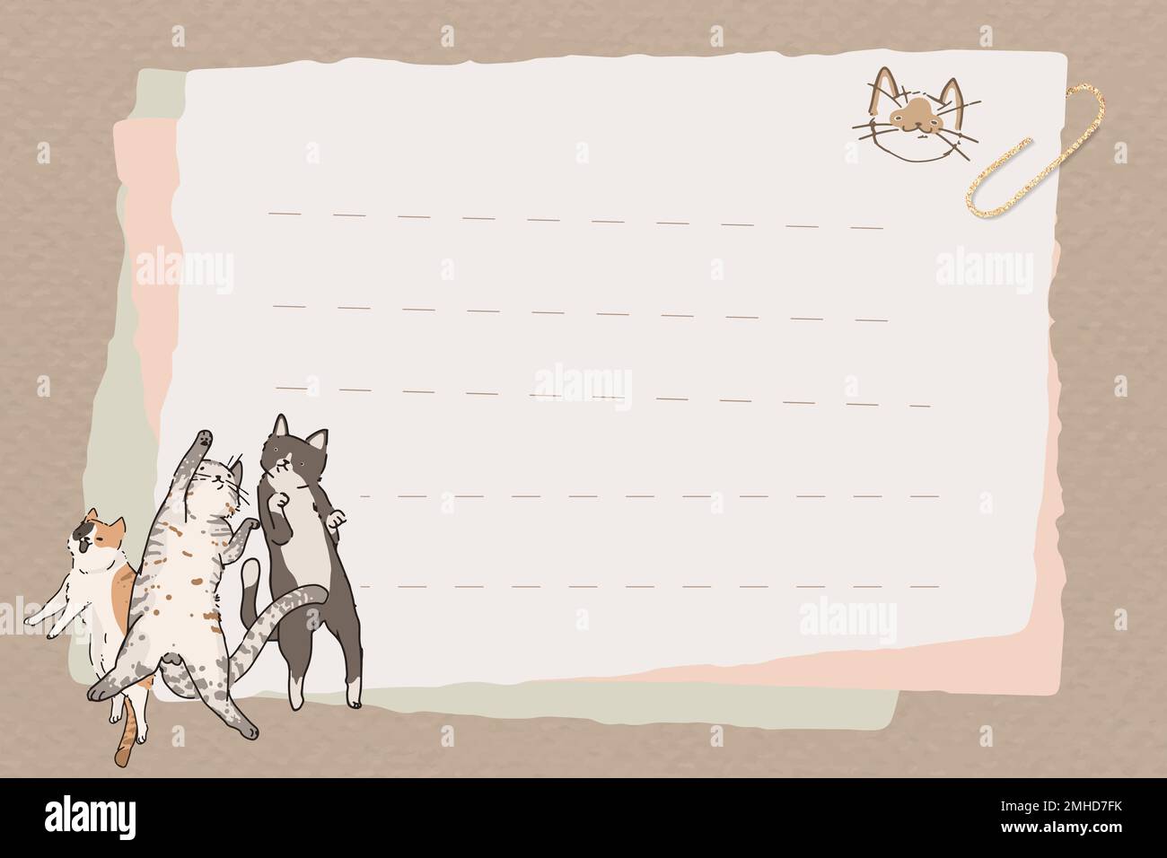 Cat lover pattern lined note paper template vector Stock Vector Image ...