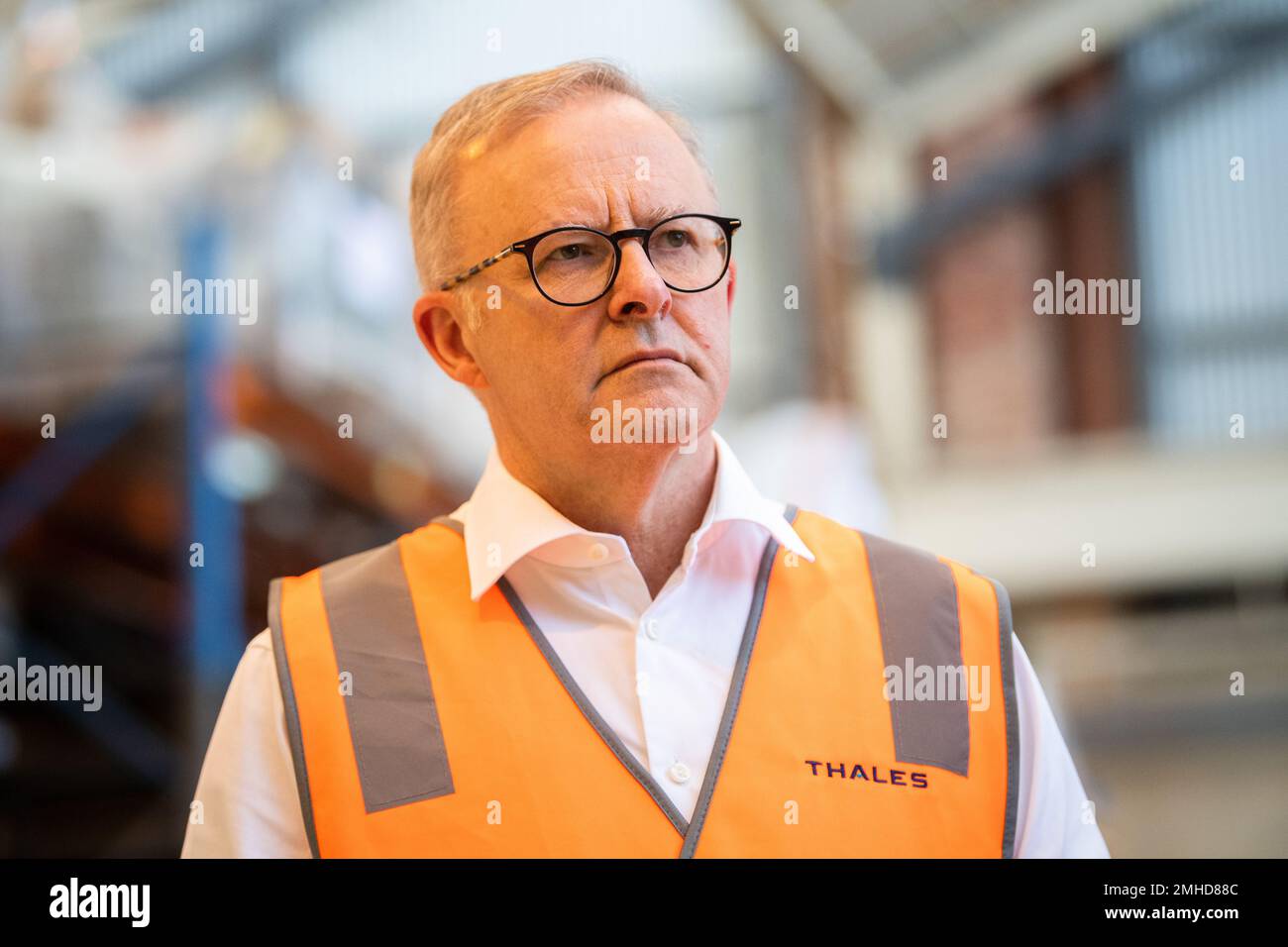 Australian Prime Minister Anthony Albanese during a visit to the Thales ...