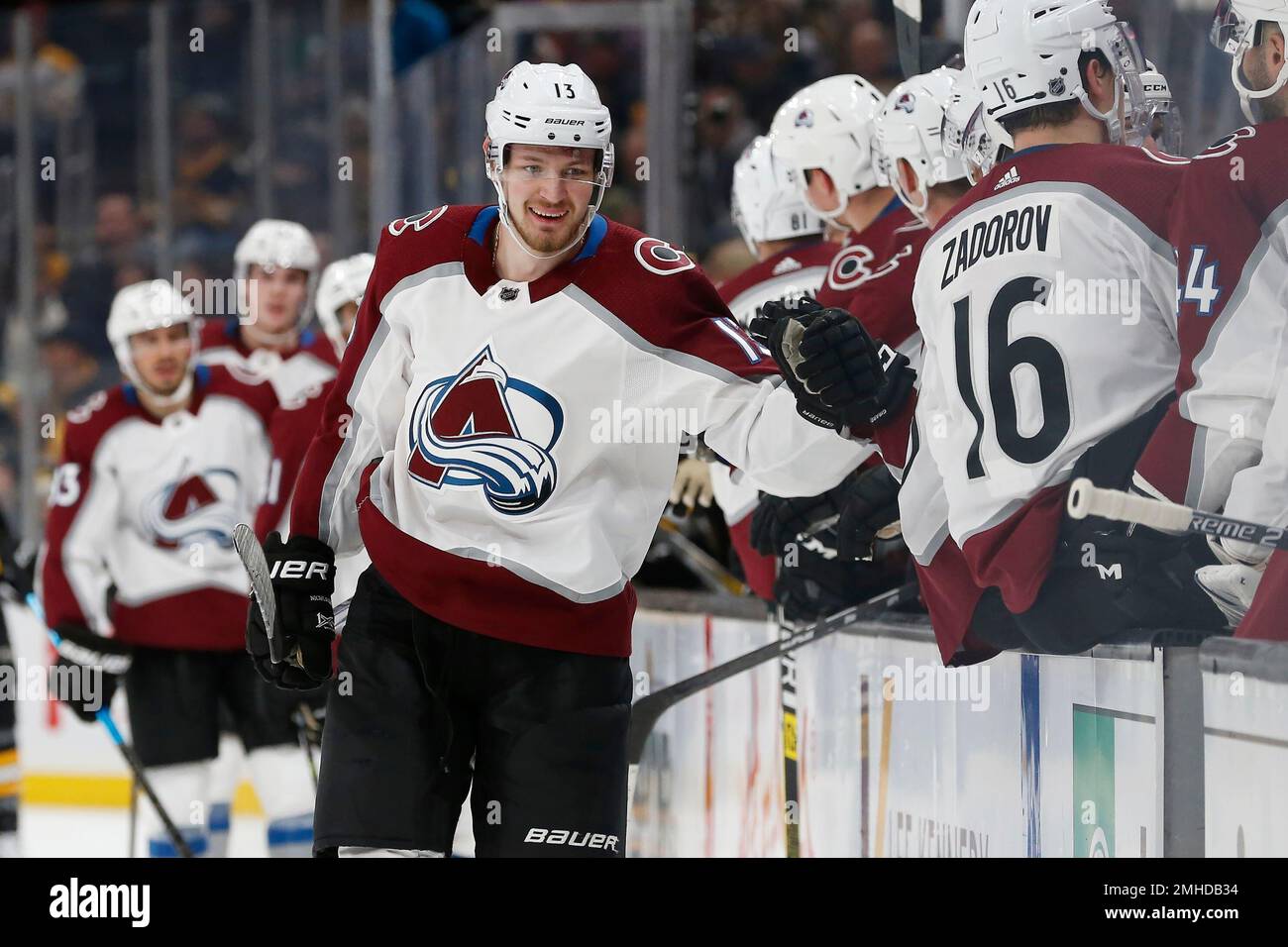 Colorado Avalanche's Valeri Nichushkin (13) celebrates his goal during ...