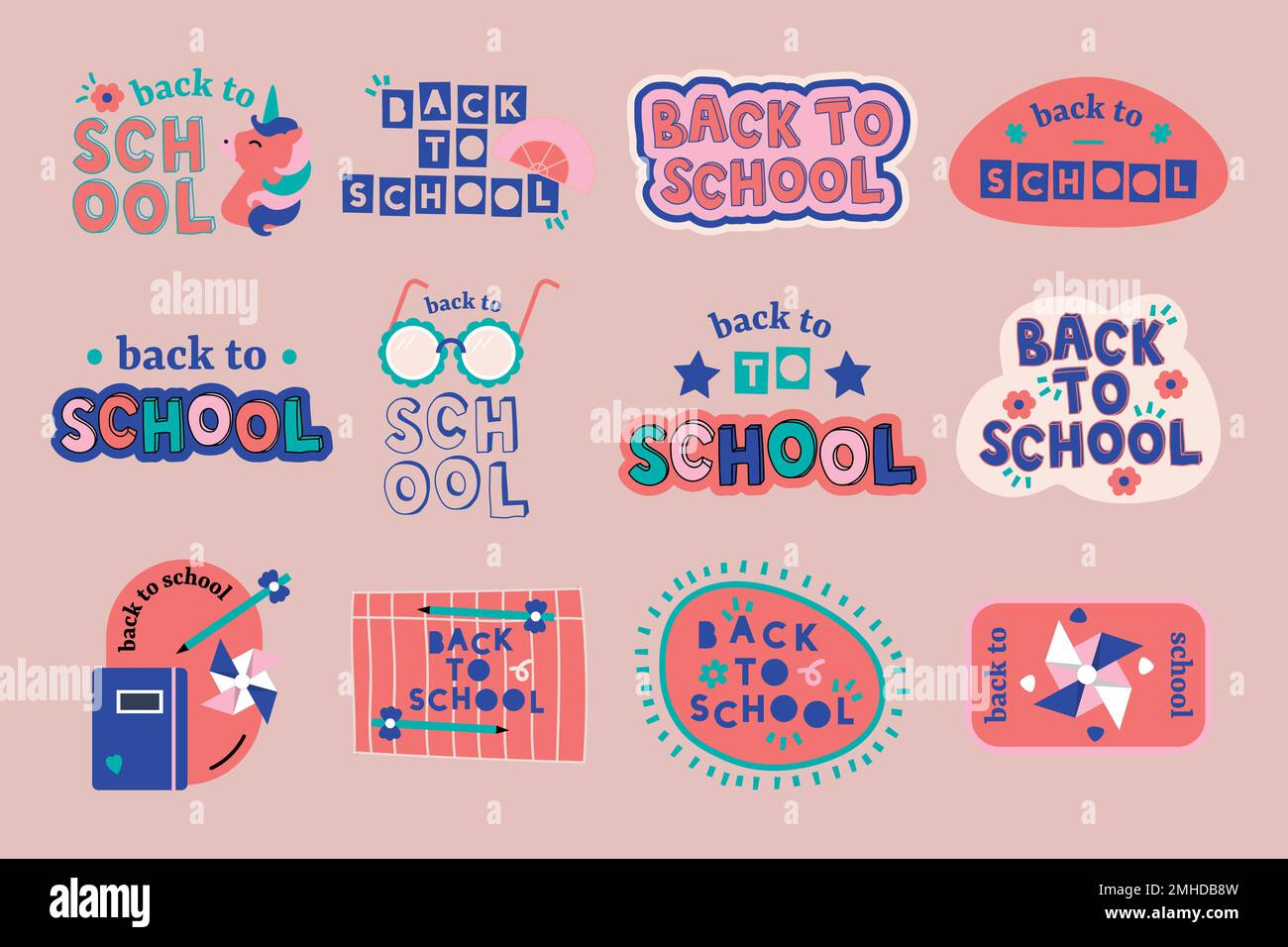 Back to school design elements vector set Stock Vector Image & Art - Alamy