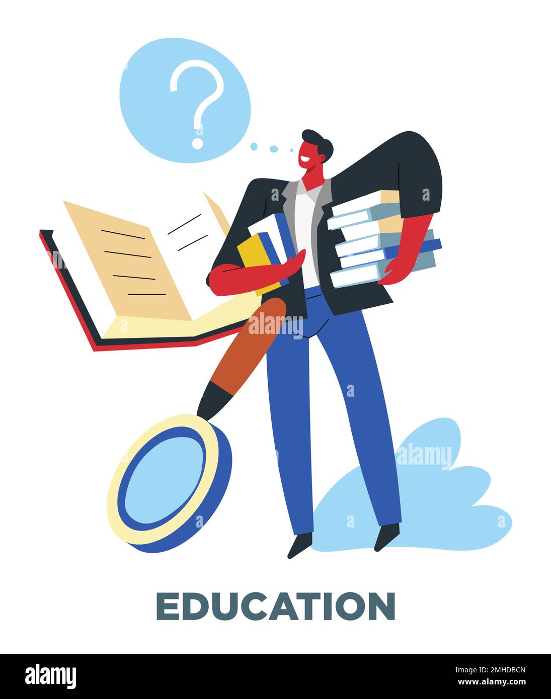 Human need, education and knowledge, studying and reading, man with ...