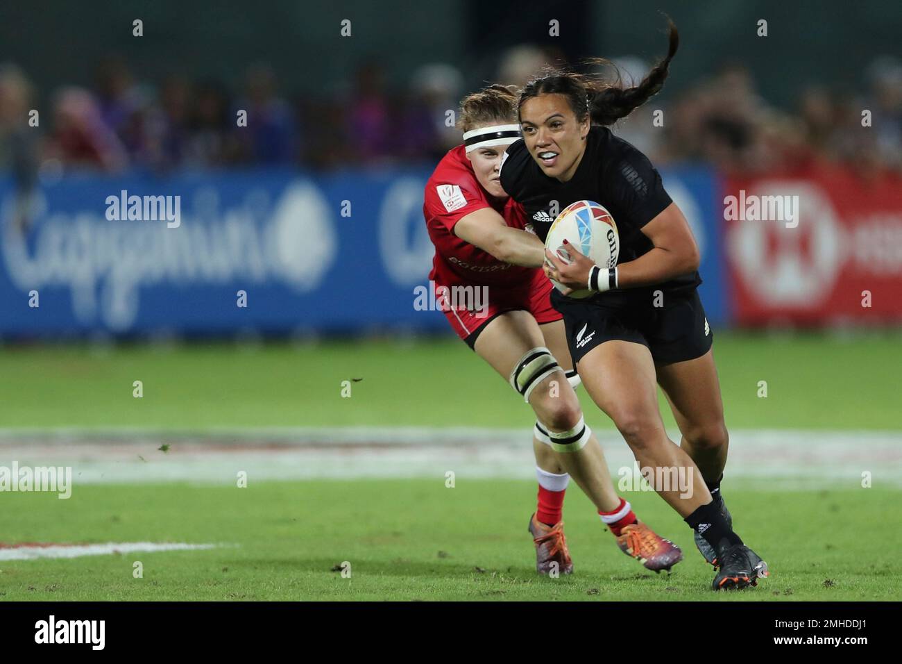 New Zealand's Stacy Waaka runs to score a try in the final match ...