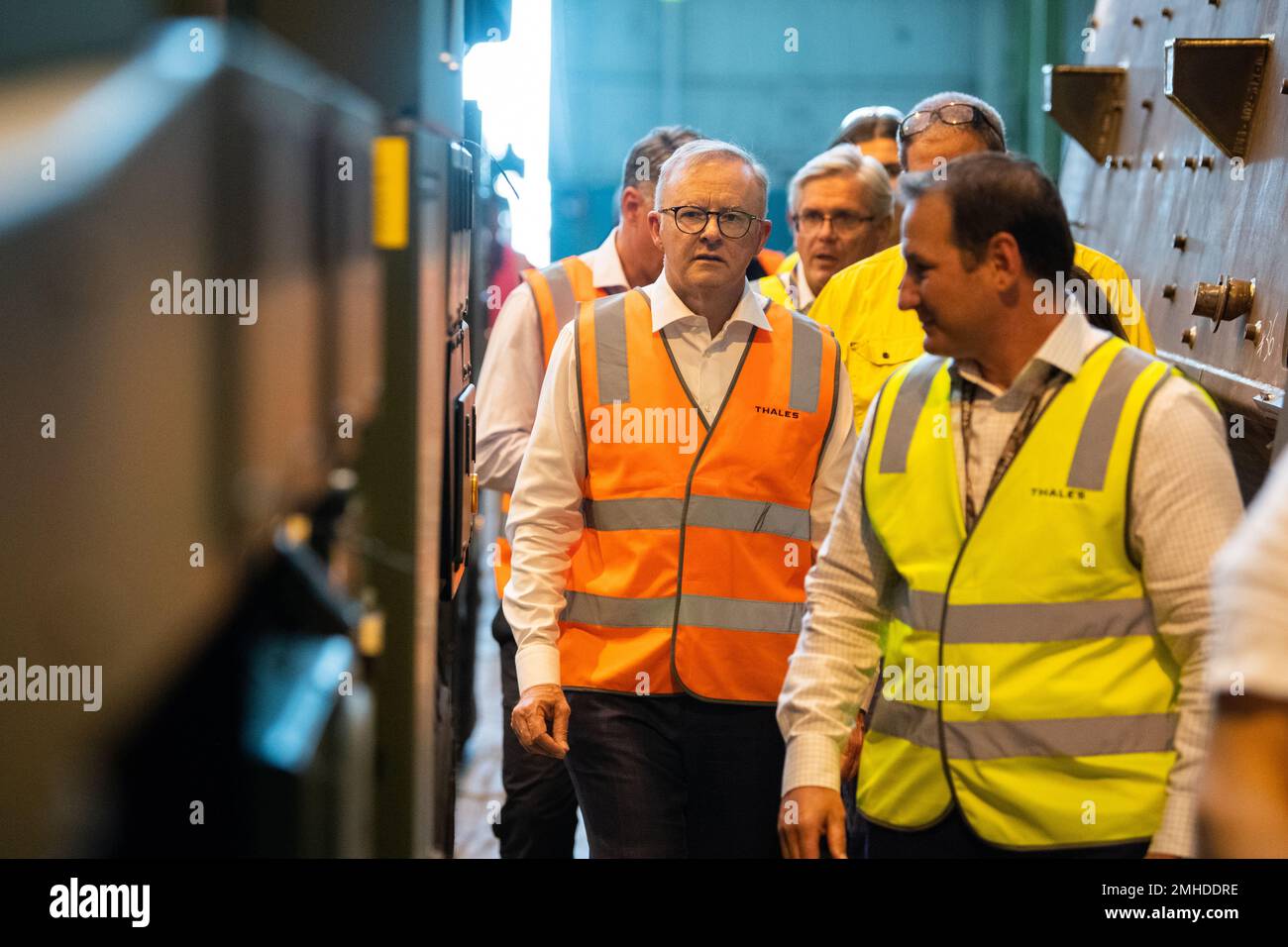 Australian Prime Minister Anthony Albanese (left), Thales Australia CEO ...