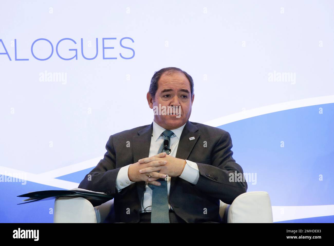 Algeria's Foreign Minister Sabri Boukadoum attends the Mediterranean ...