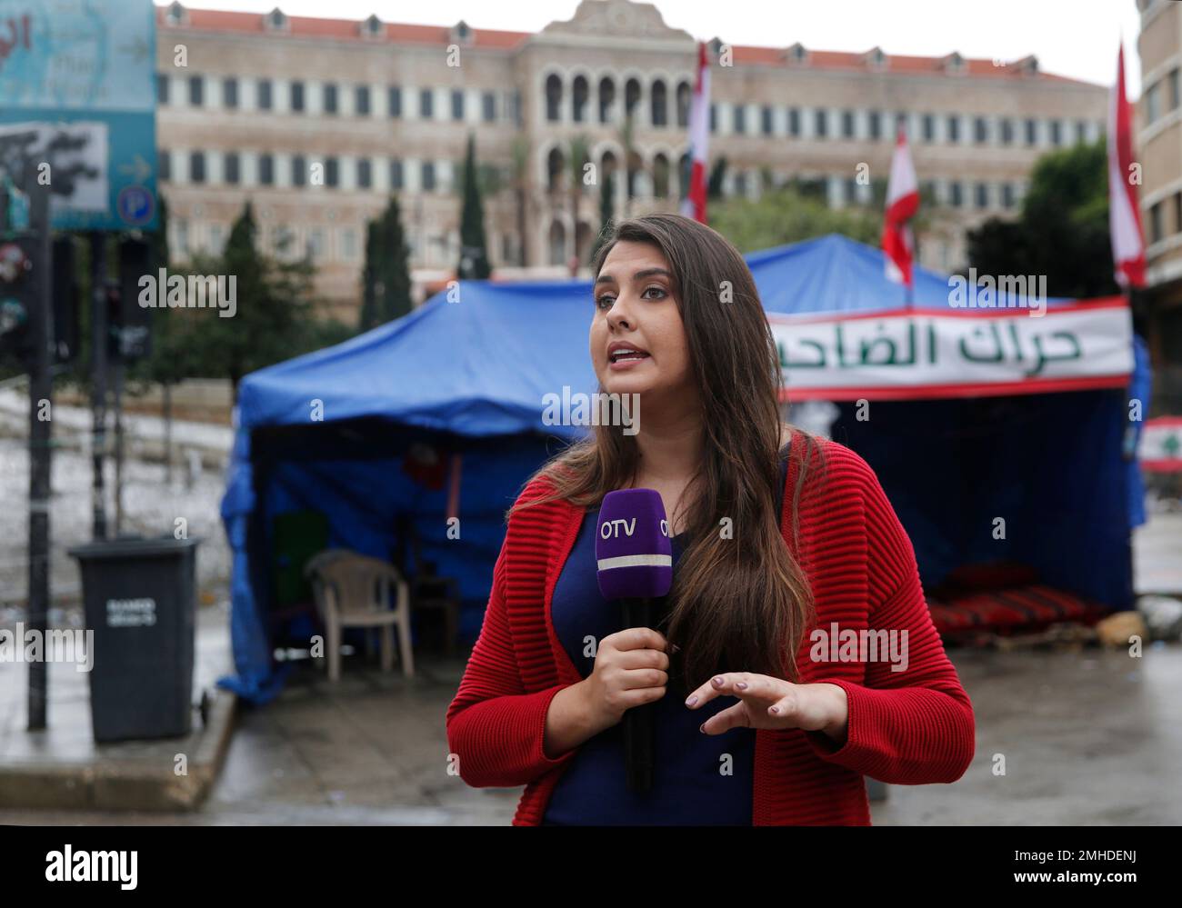 In this Thursday, Dec. 5, 2019 photo, Rima Hamdan, a Lebanese reporter ...