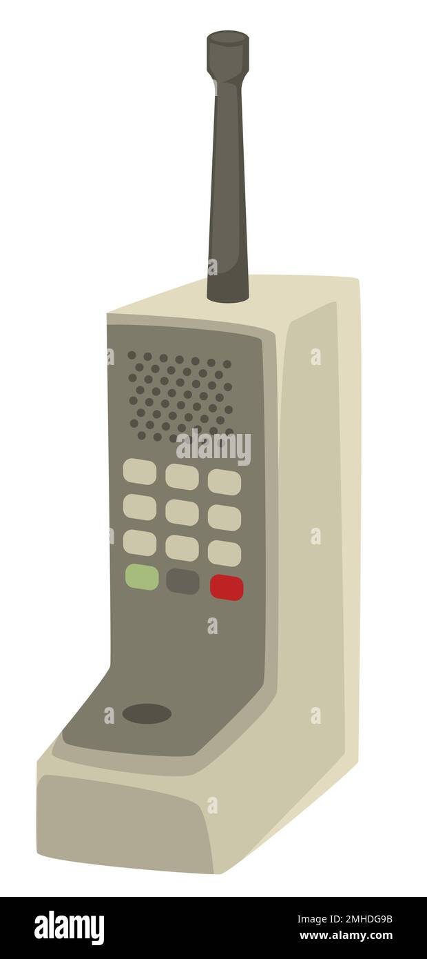 80s retro device, telephone receiver or old gadget with antenna Stock ...