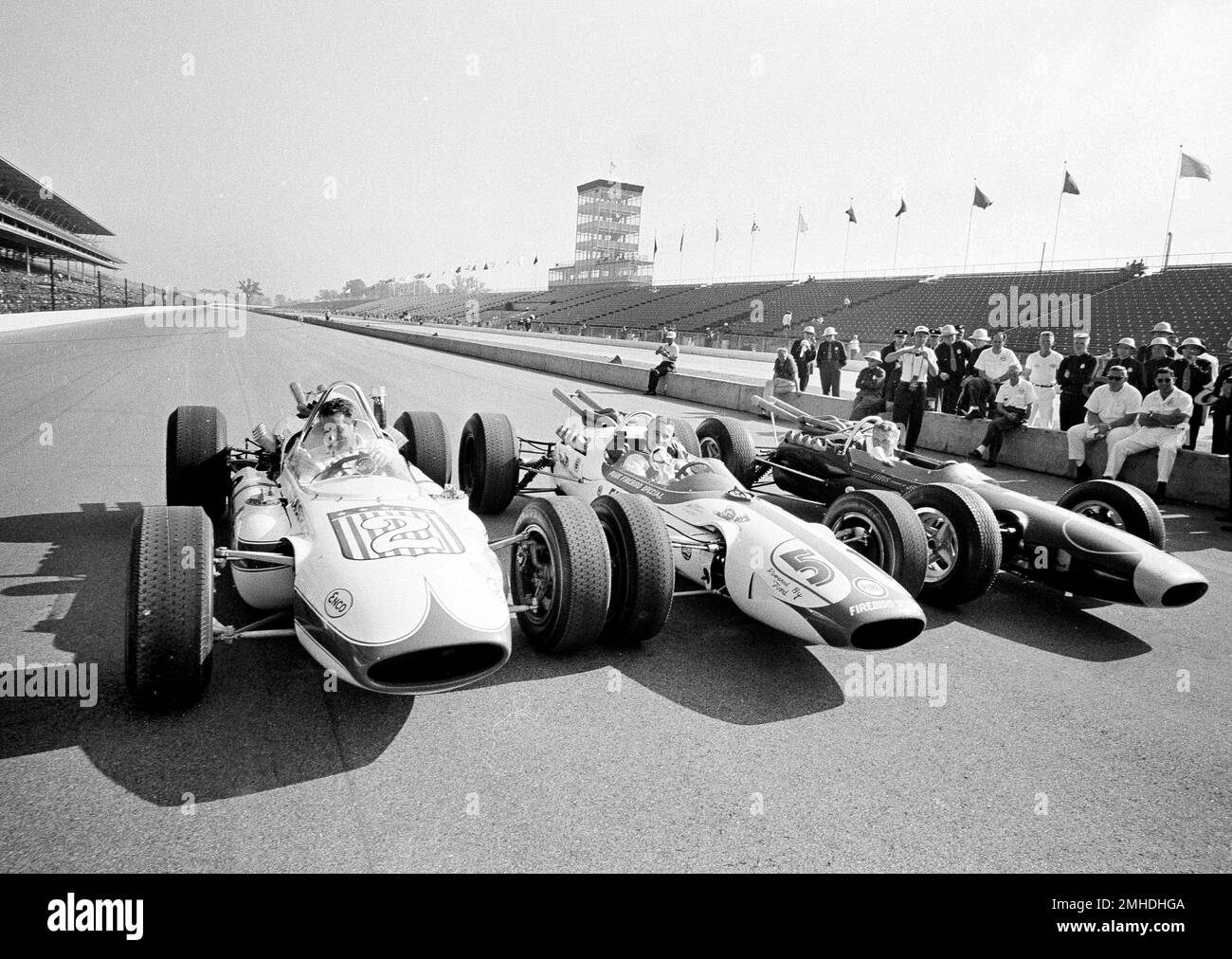 These three cars, shown May 17, 1964, will make up the front row for ...
