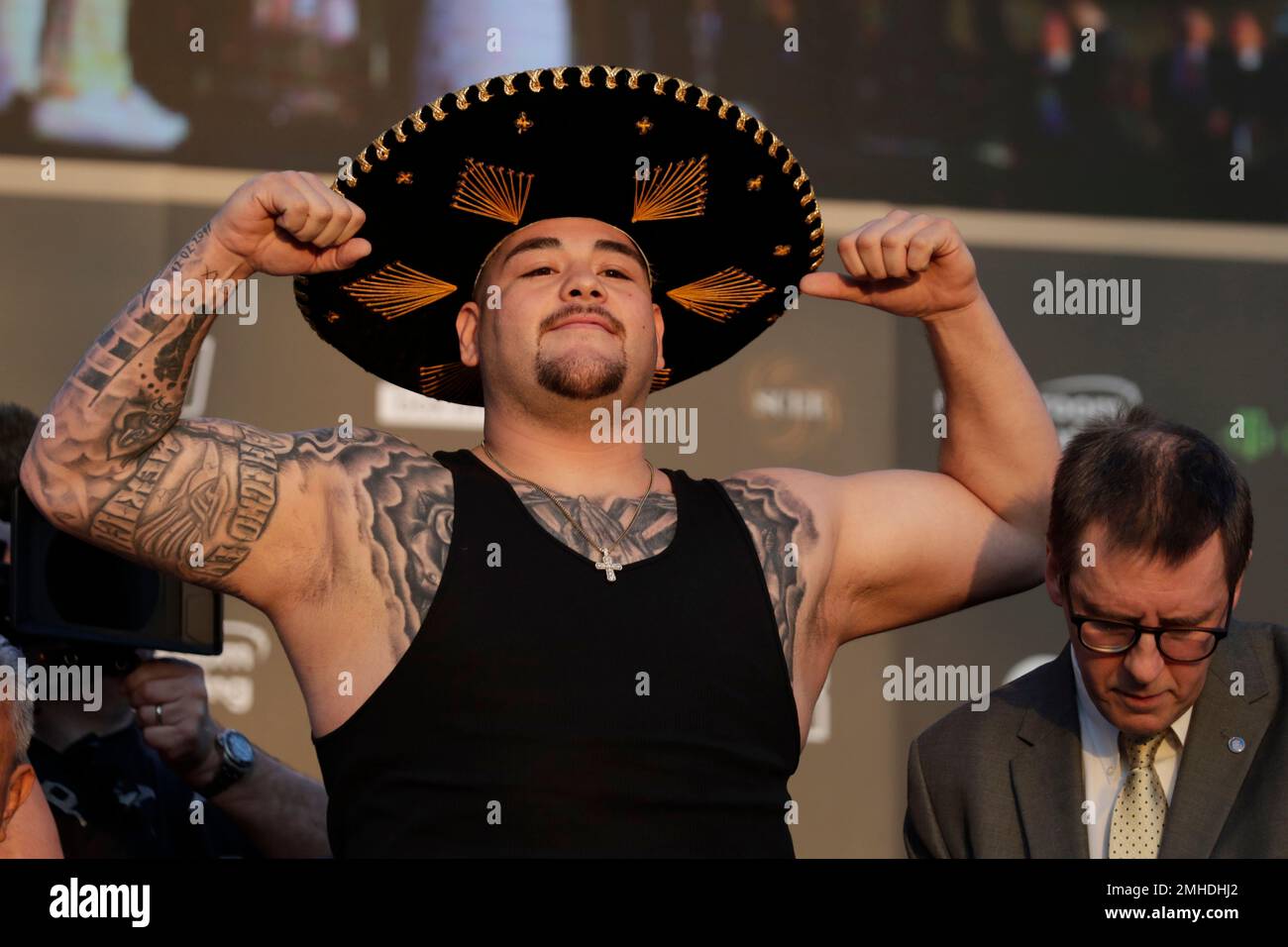 Heavyweight boxer Andy Ruiz Jr. of Mexico poses during a weigh-in at ...