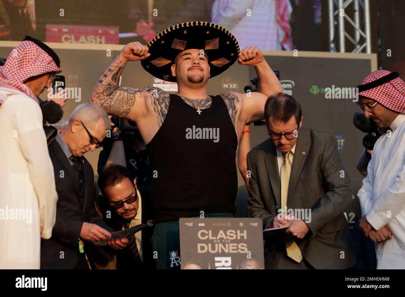 Heavyweight boxer Andy Ruiz Jr. of Mexico poses during a weigh-in at ...