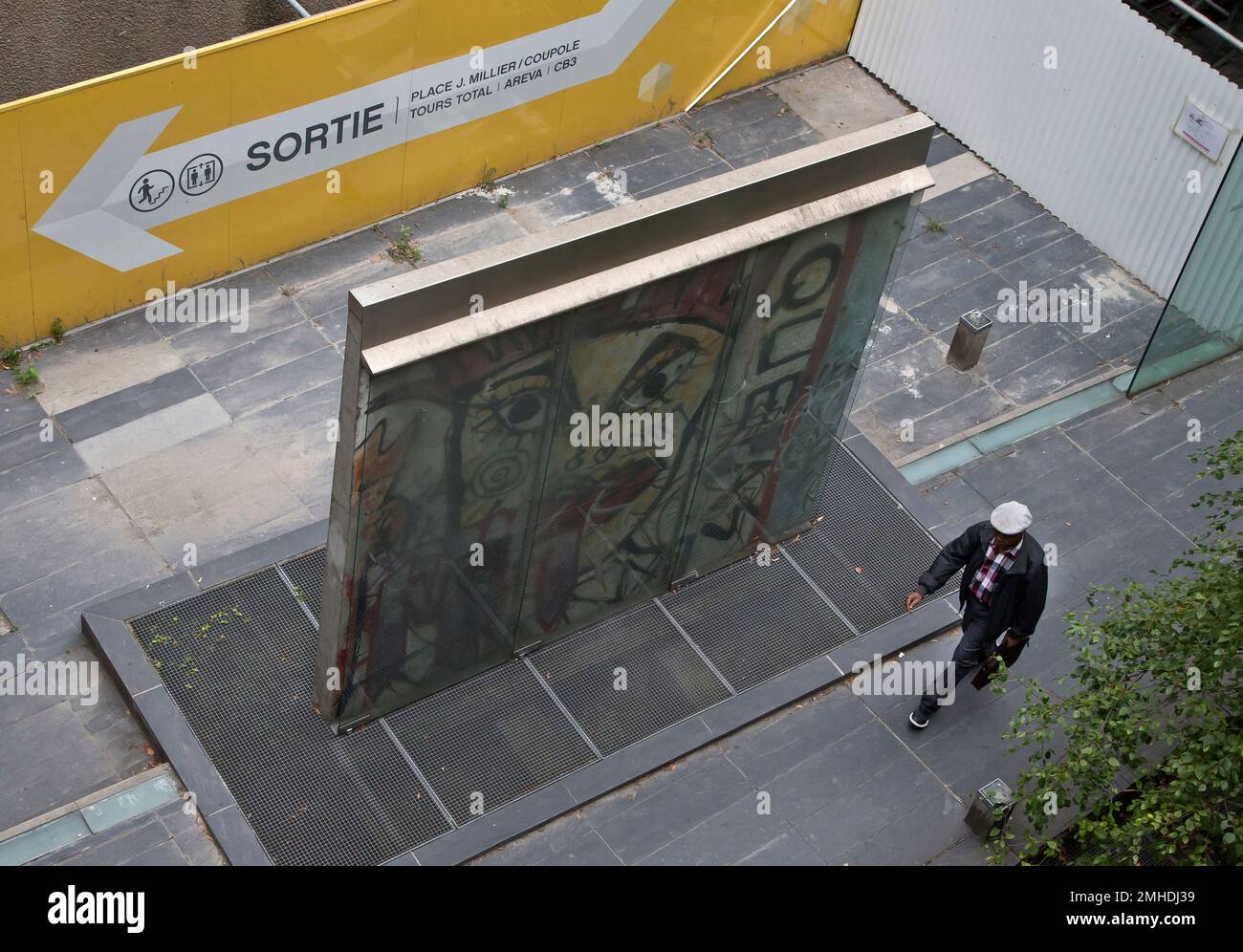 A piece of the Berlin wall is displayed at La Defense business district ...