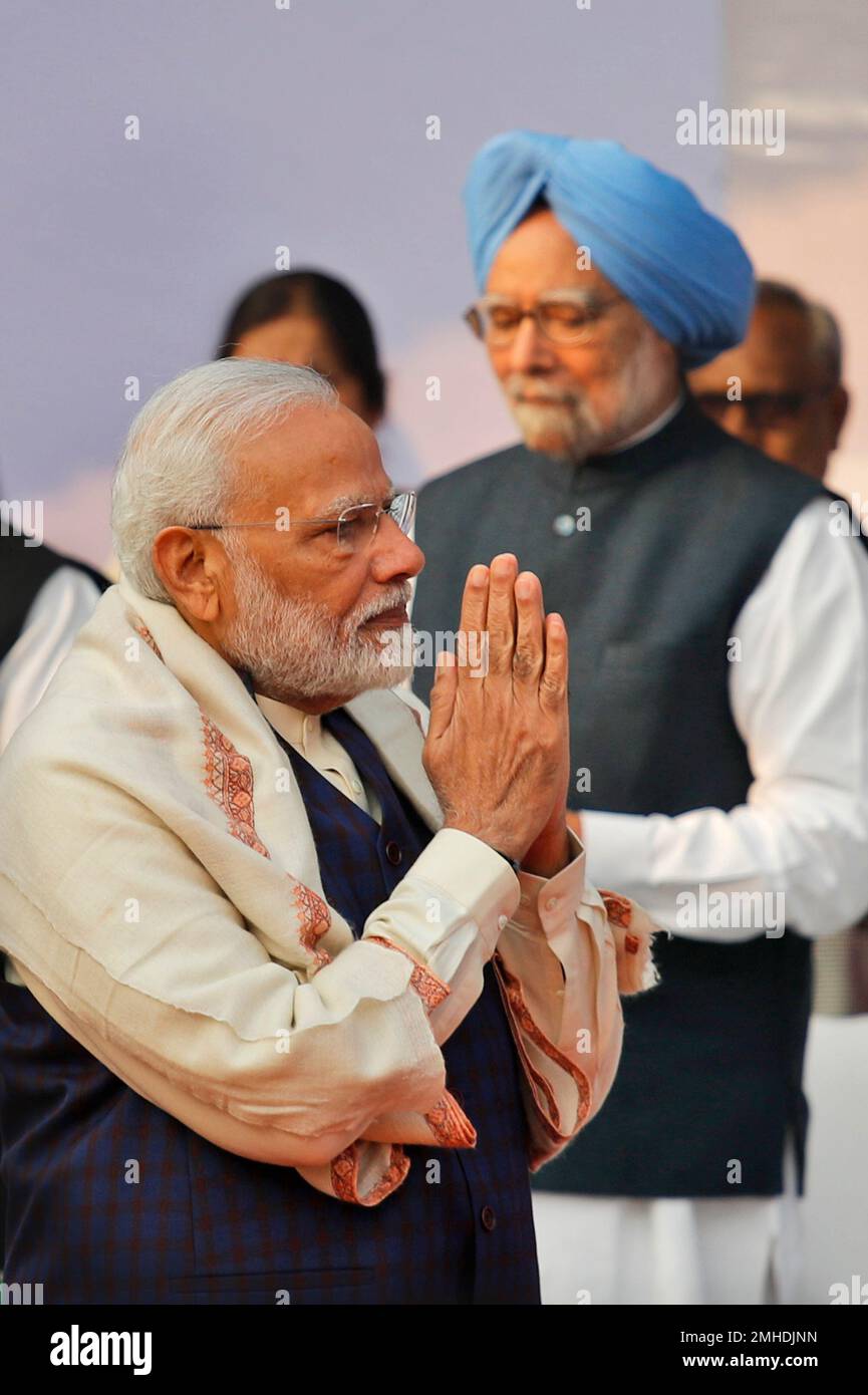 Indian Prime Minister Narendra Modi arrives to offer tributes on the ...