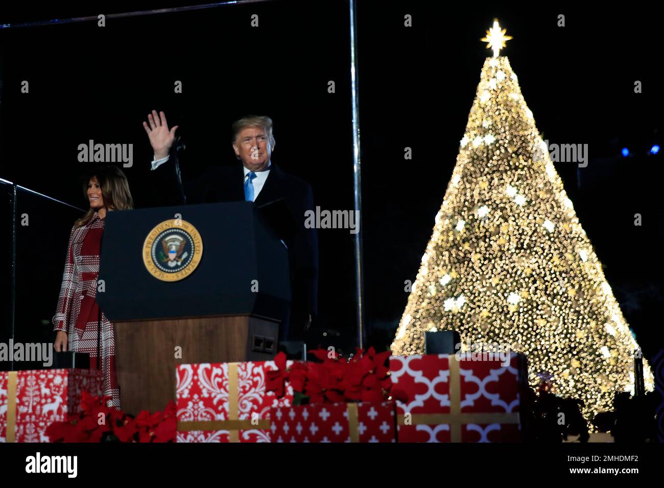 President Donald Trump and first lady Melania Trump attend the National ...