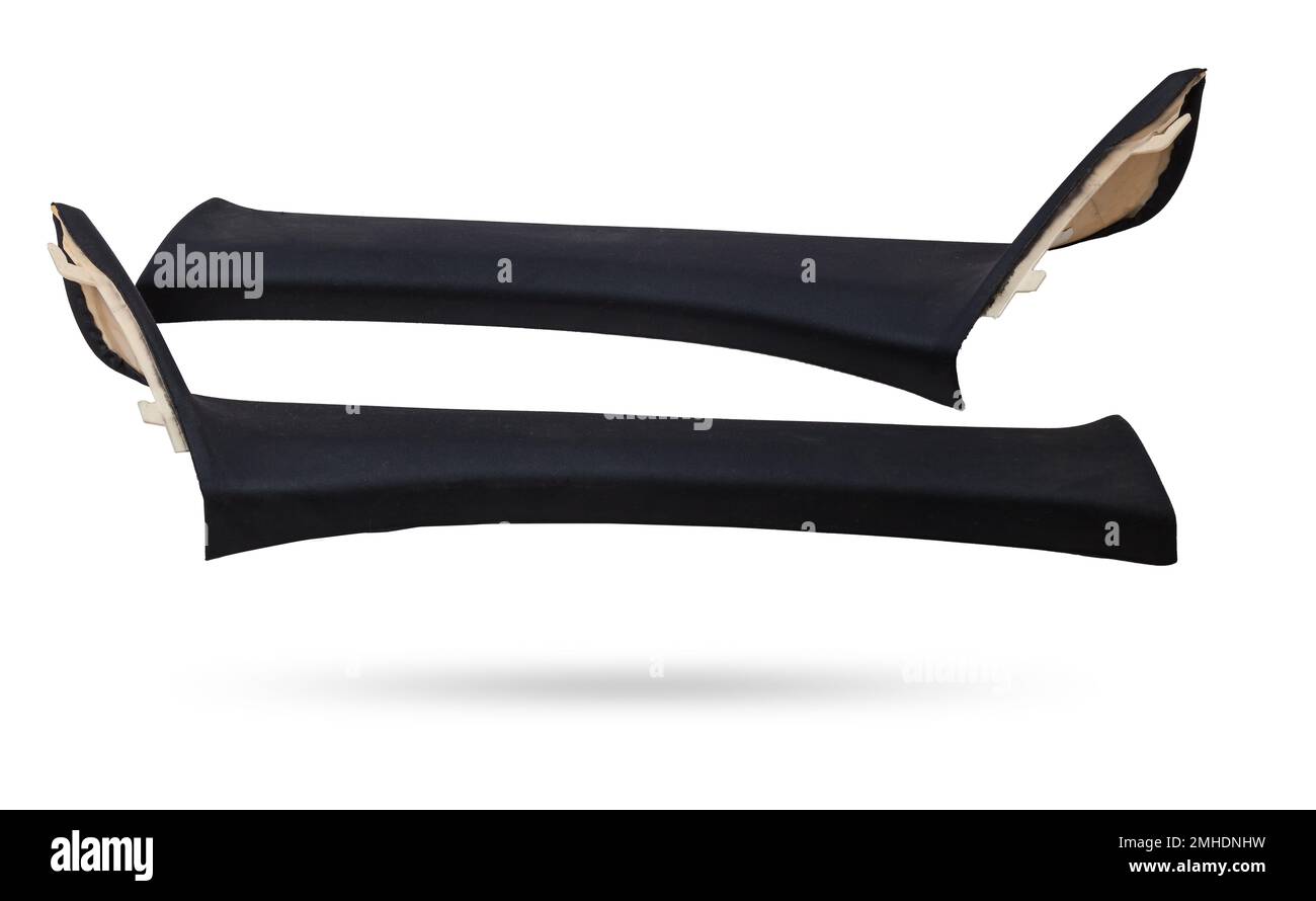 Black front pillar trims - car interior part and element on white ... Black front pillar trims - car interior part and element on white ...