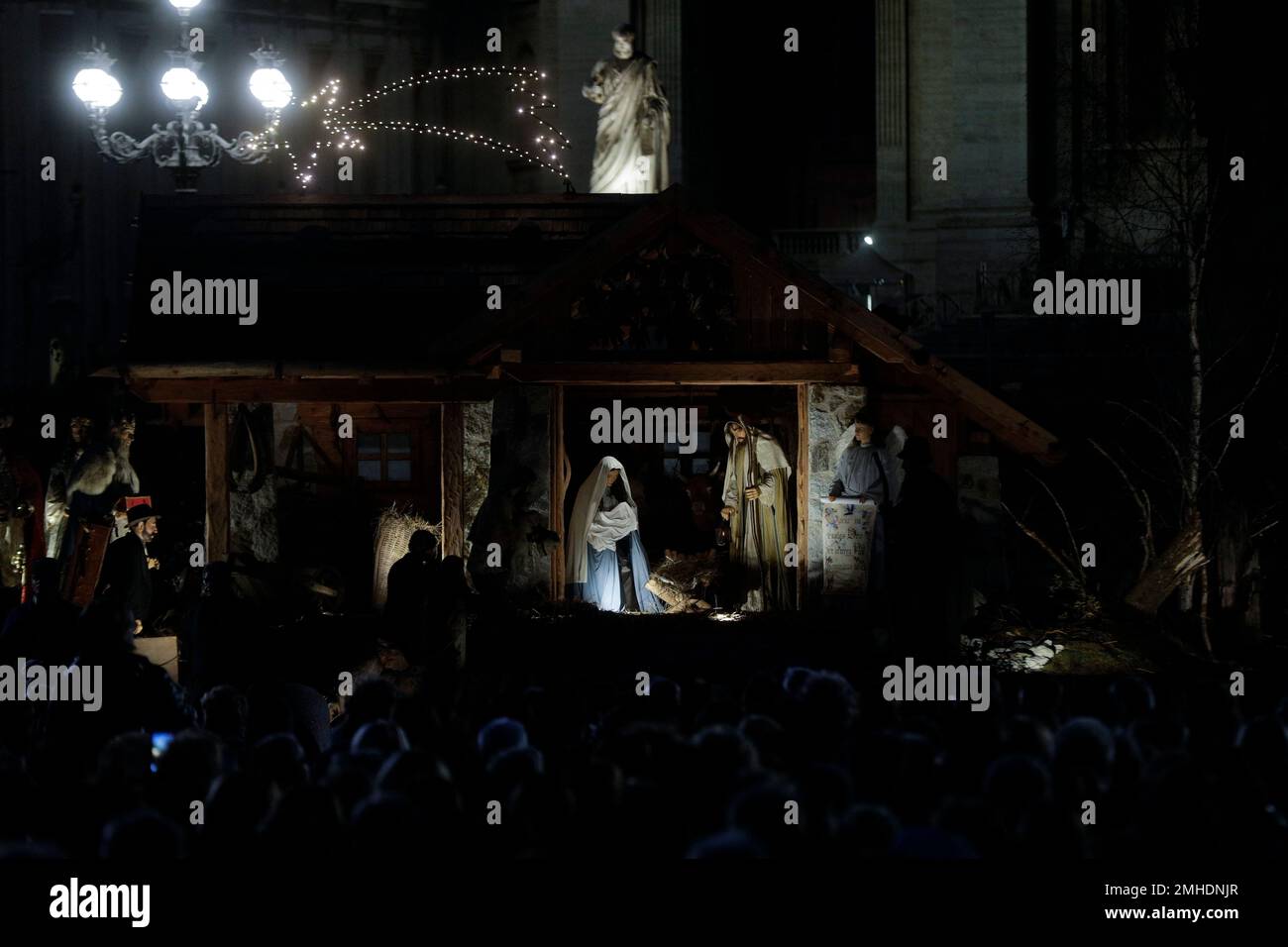 A view of the nativity scene set up in St. Peter's Square at the ...