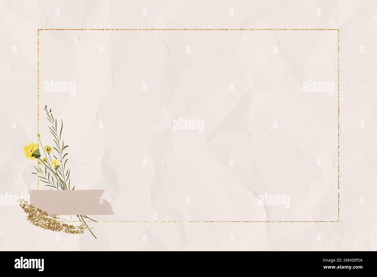 Blank rectangle gold frame on crumpled paper template vector Stock Vector Image & Art - Alamy