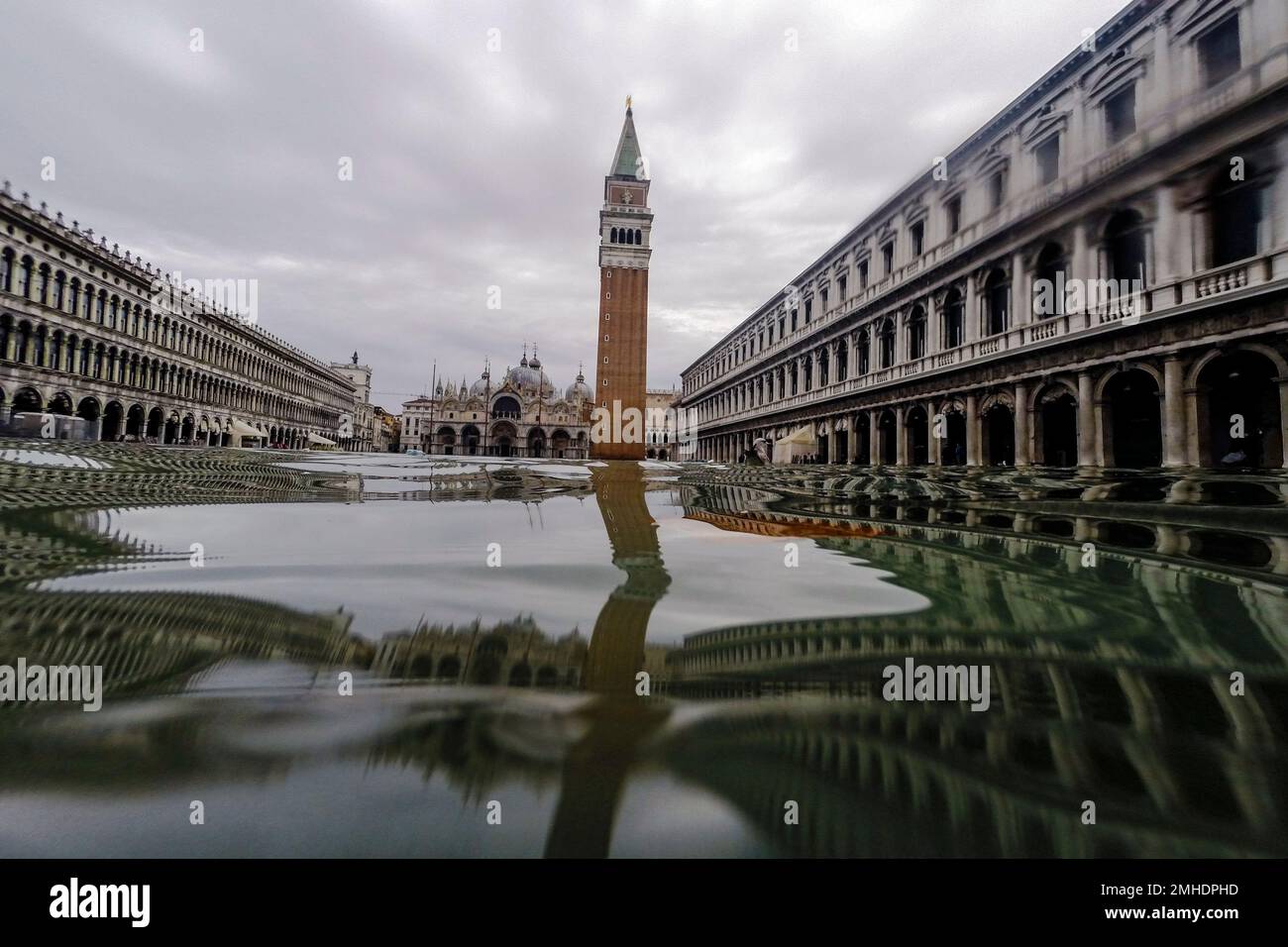 St. Mark's Square in Venice, Italy, is flooded at high tide on Nov. 15 ...