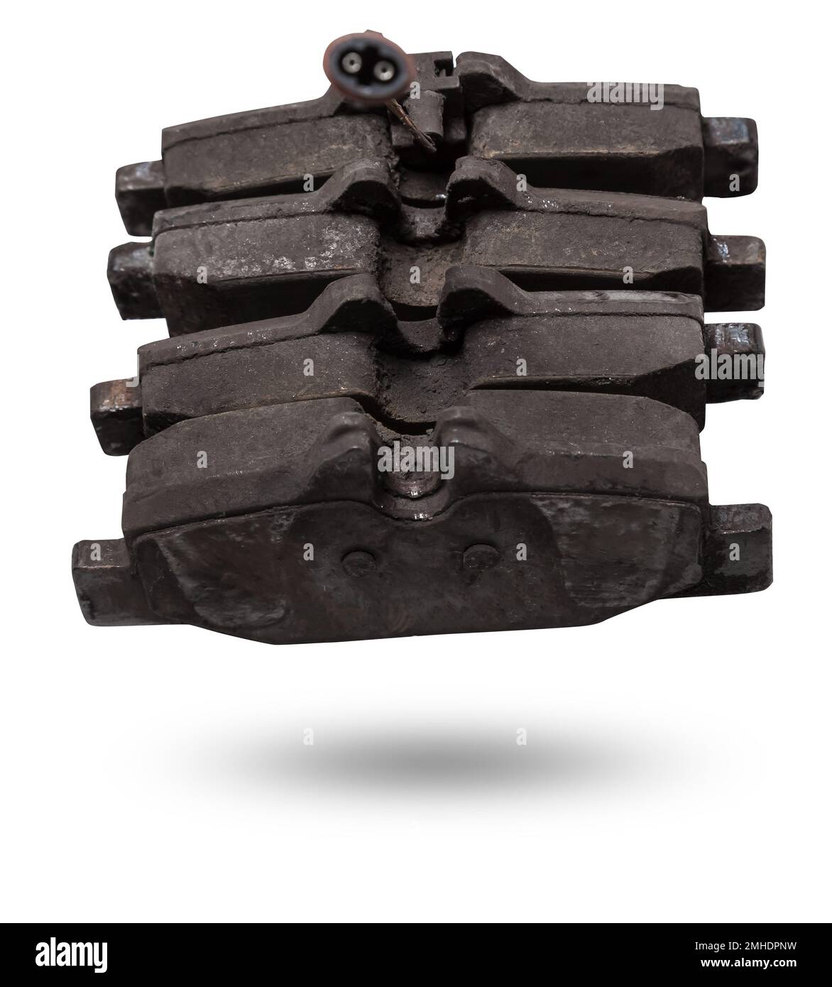 A set of brake pads on a white isolated background in a photo studio of ...