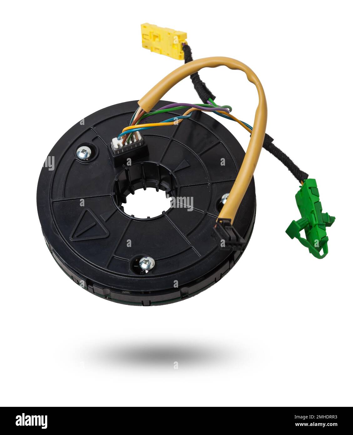 Steering angle sensor disassembled on a white isolated background ...